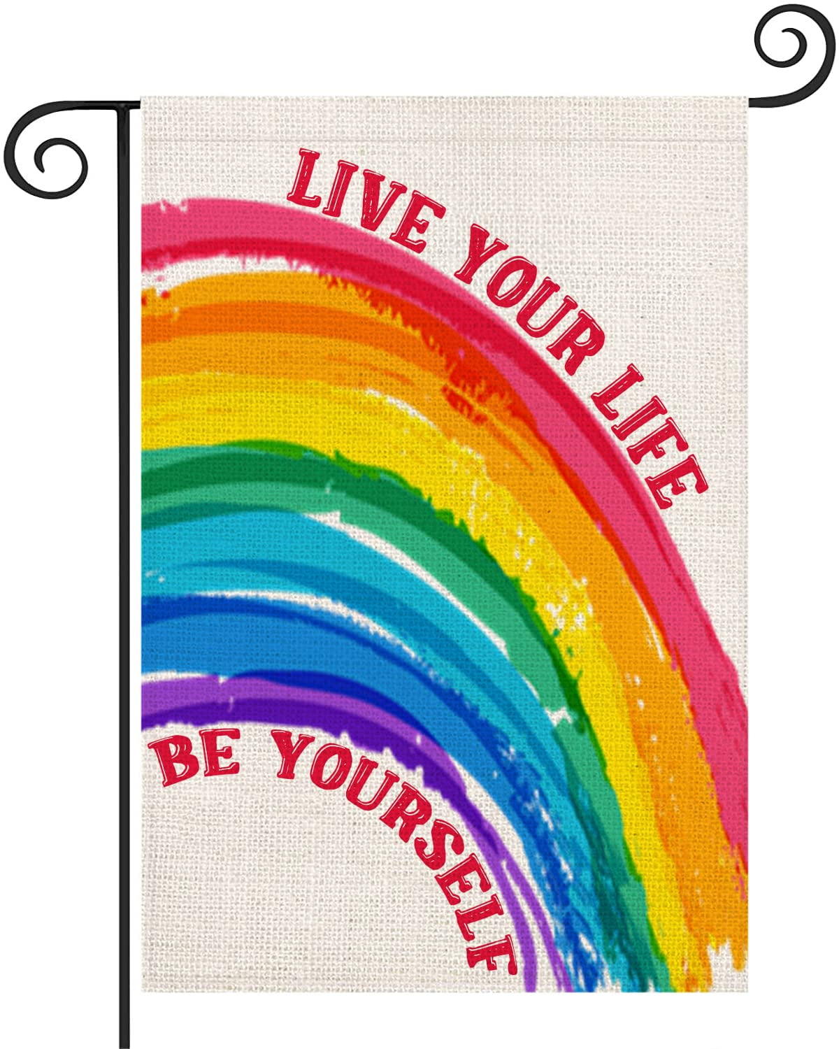 Watercolor Rainbow Garden Flags - Live Your Life, Be Yourself ...