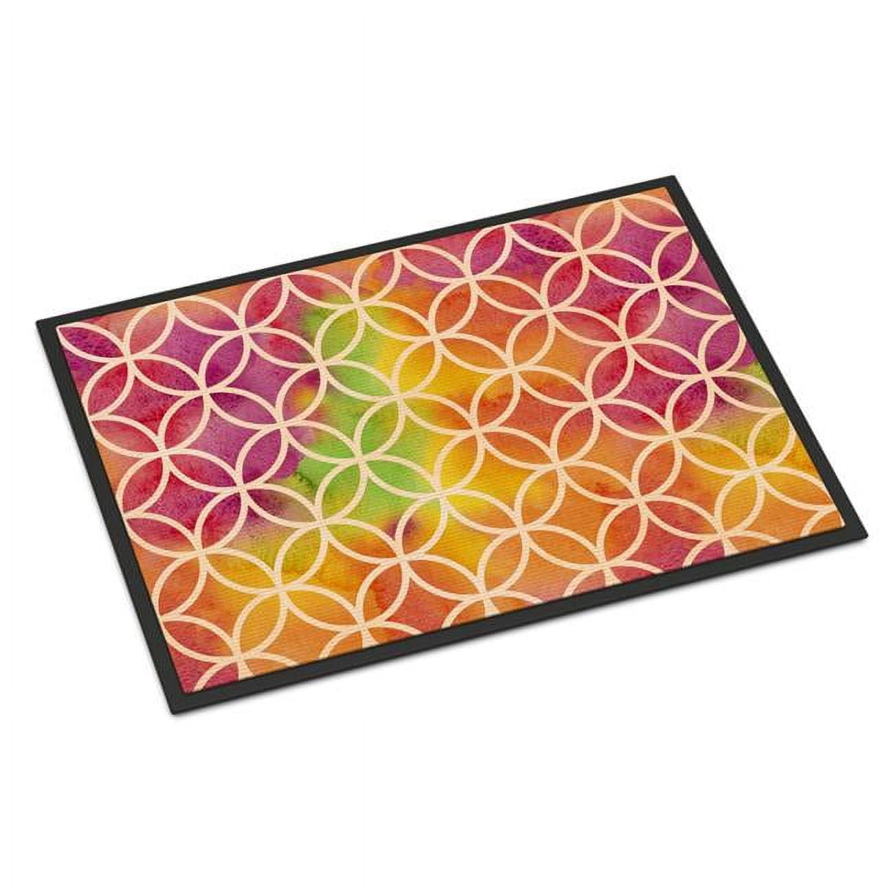 Watercolor Rainbow Geometric Circles Indoor or Outdoor Mat - 24 x 36 in ...