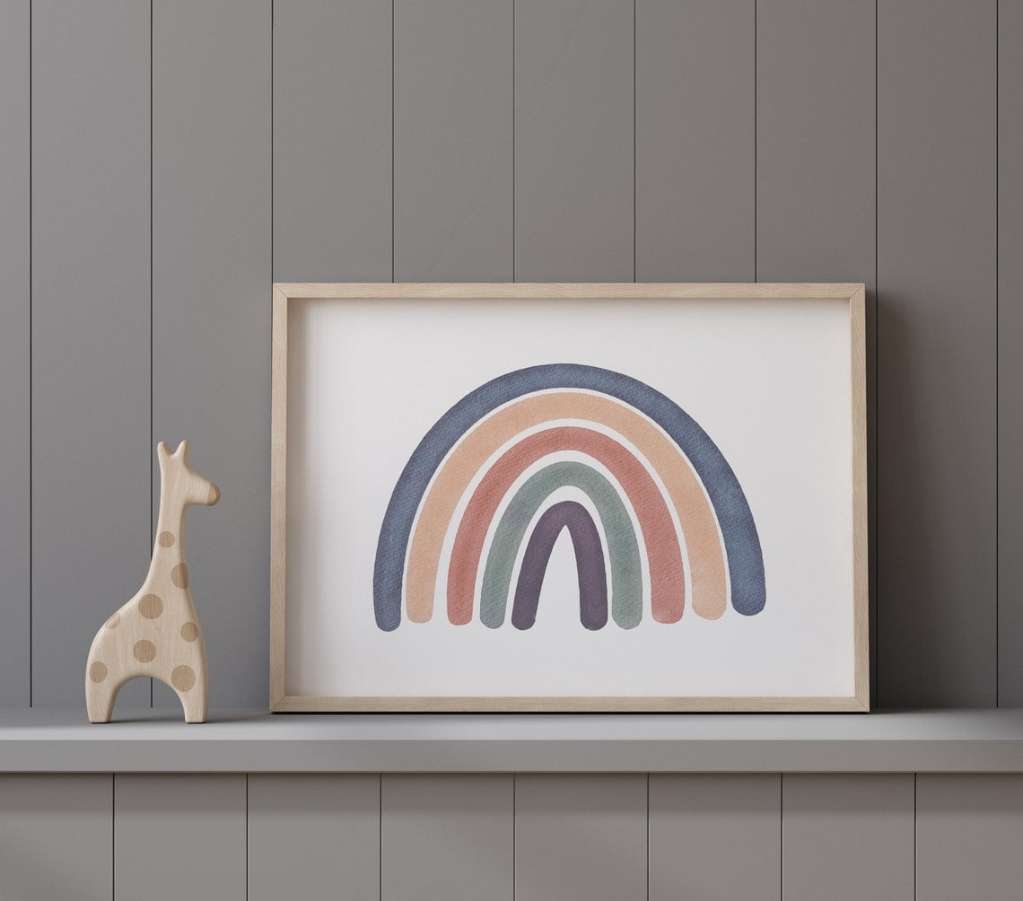 Watercolor Rainbow Print Nursery Decor Kids Room Decor Rainbow Theme ...