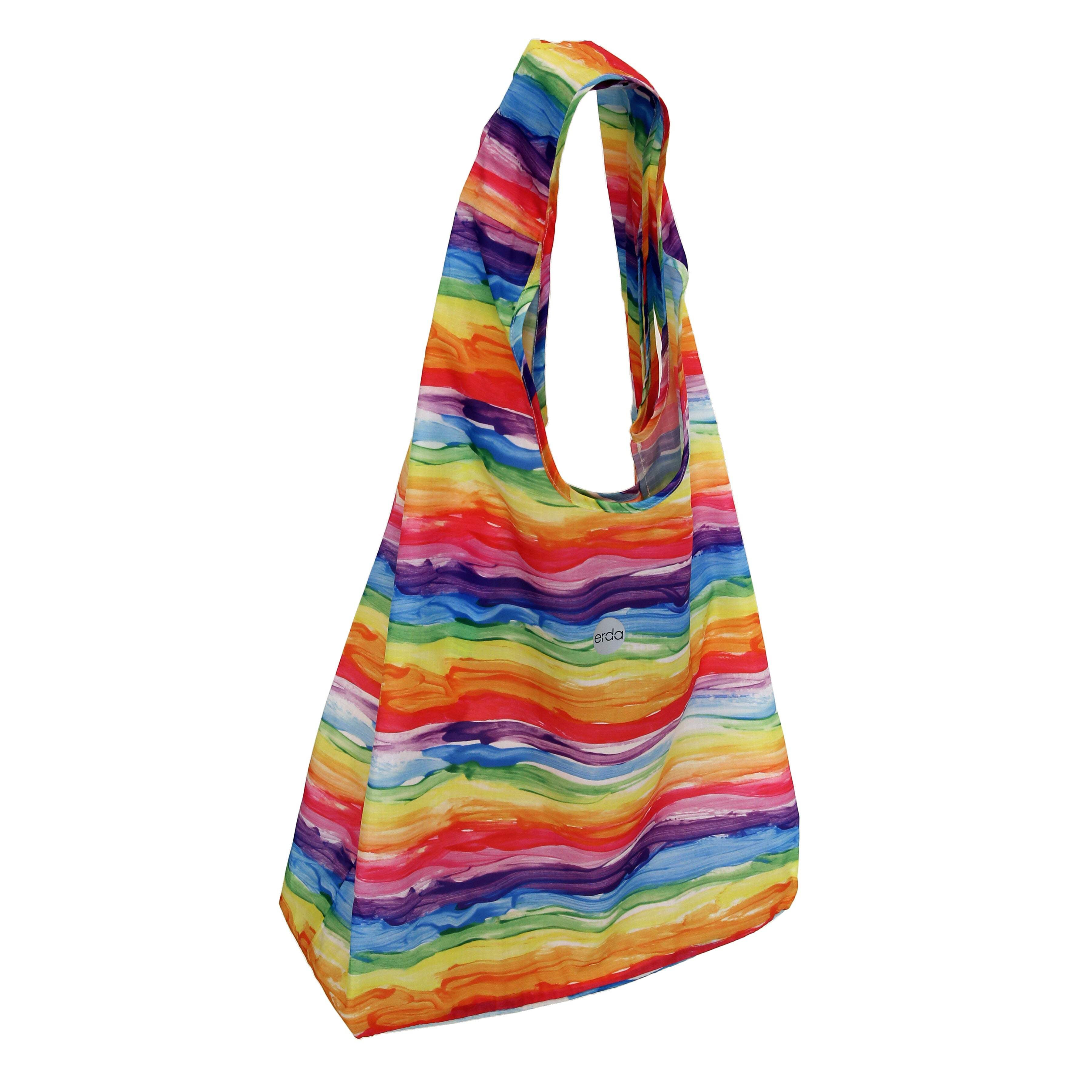 Watercolor Rainbow Small Reusable Ergonomic Bag, Shopping Bag, Grocery ...