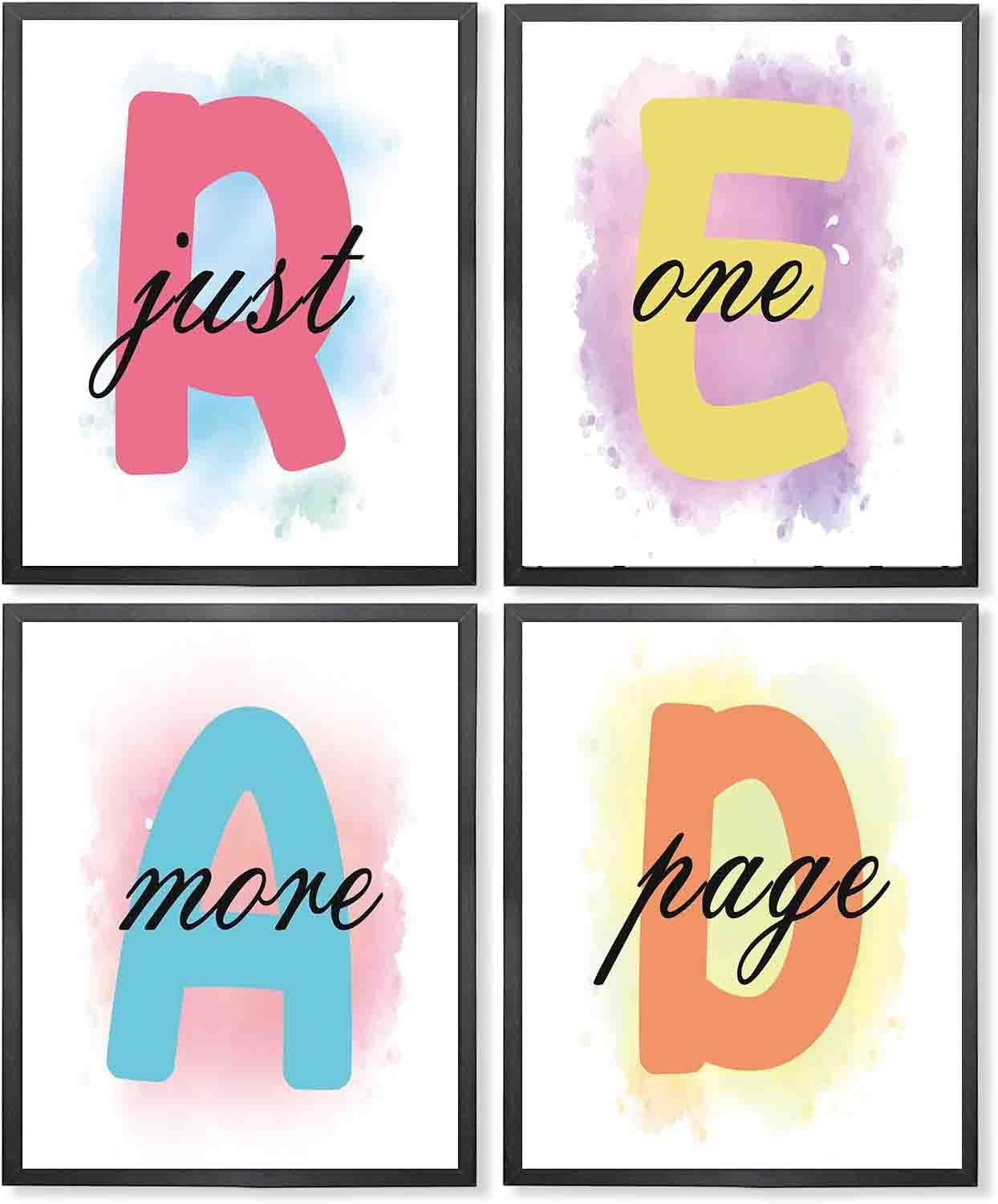 Watercolor Read Letters Wall Art Prints Read Reading Themed Library ...