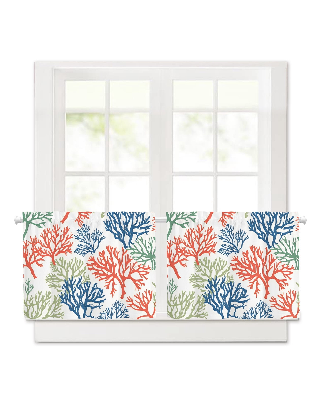 Watercolor Red Coral Short Blackout Curtains 24 Inch Long,Underwater ...
