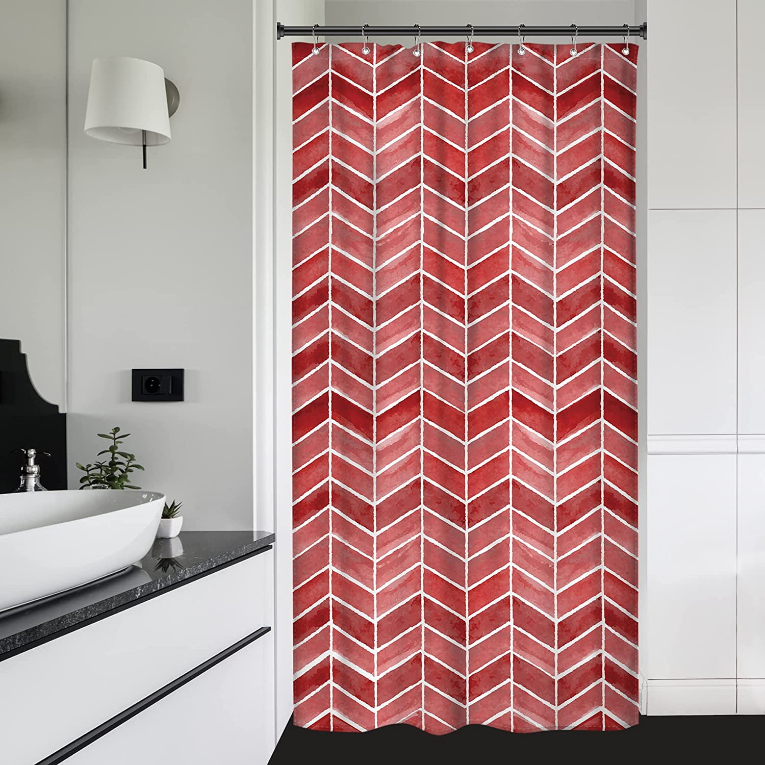 Watercolor Red Stall Small Half Size Shower Curtain 36x72 Inch RV ...