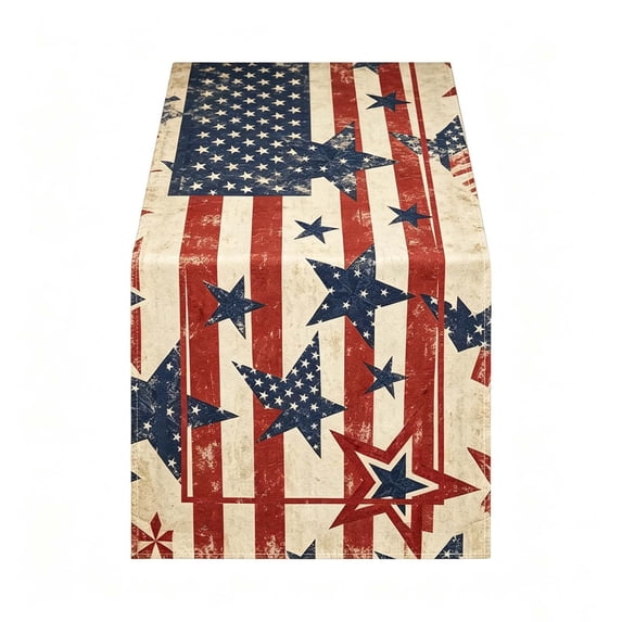 Watercolor Red White and Blue American Flag Stars Table Runner 4th of ...