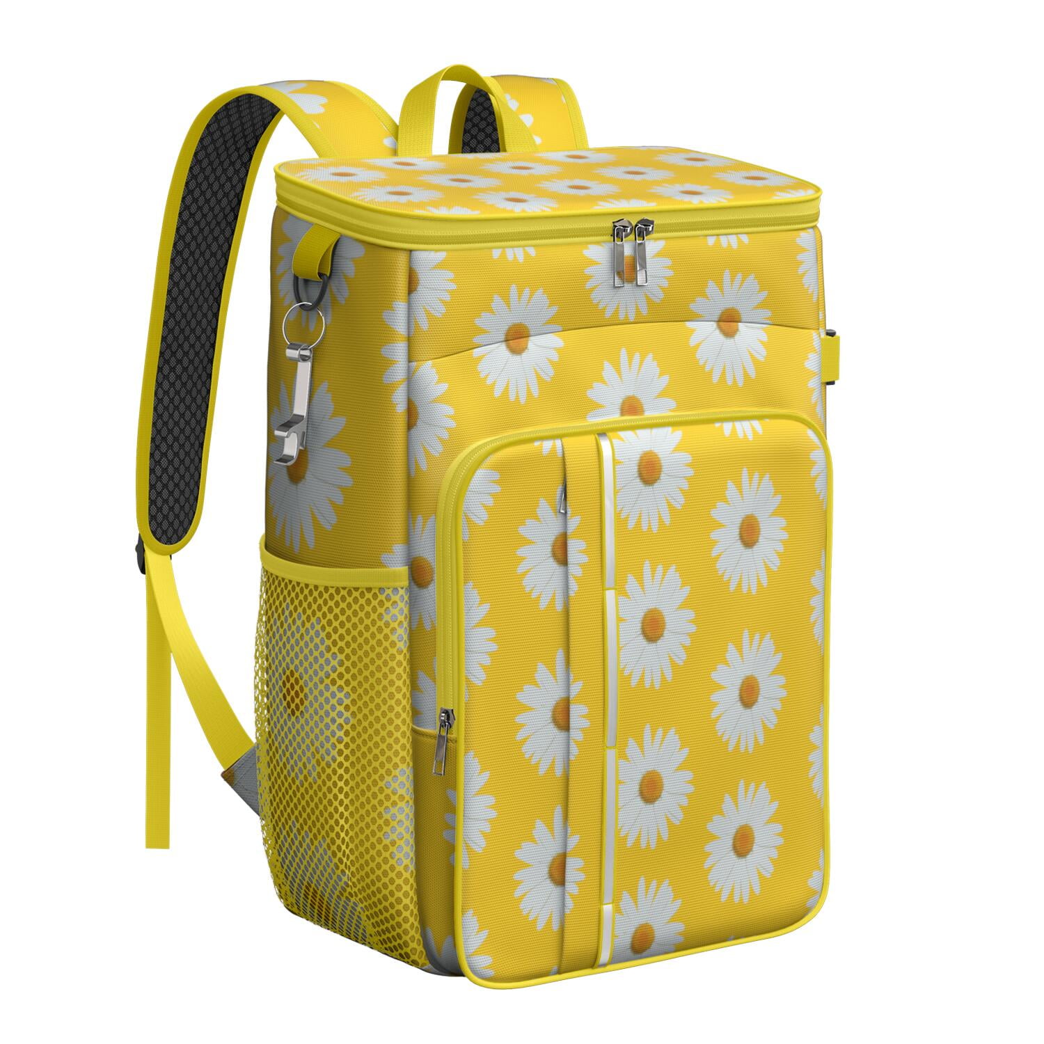 Watercolor Retro Daisy Cooler Backpack - 20L Insulated Lunch Backpack ...