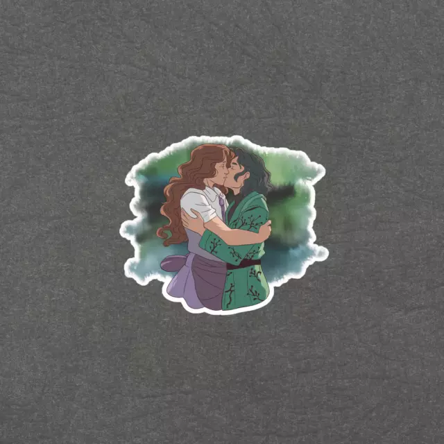 Watercolor Romantic Couple Kissing Sticker - Tender Moment ...
