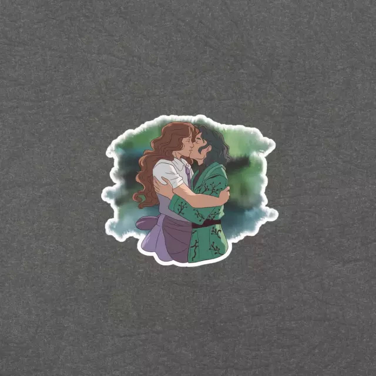 Watercolor Romantic Couple Kissing Sticker - Tender Moment ...