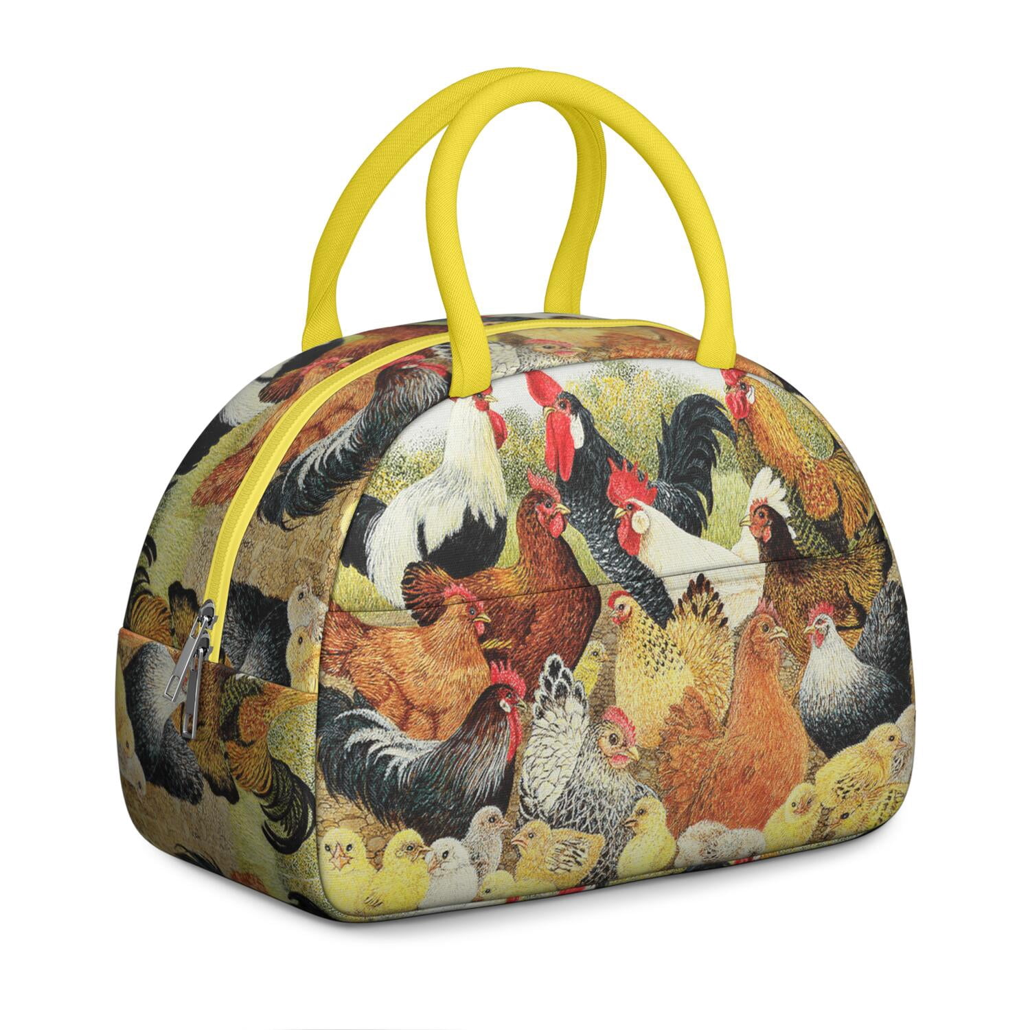 Watercolor Rooster and Wildflower Print Lunch Bag, Cute Chicken Farm ...