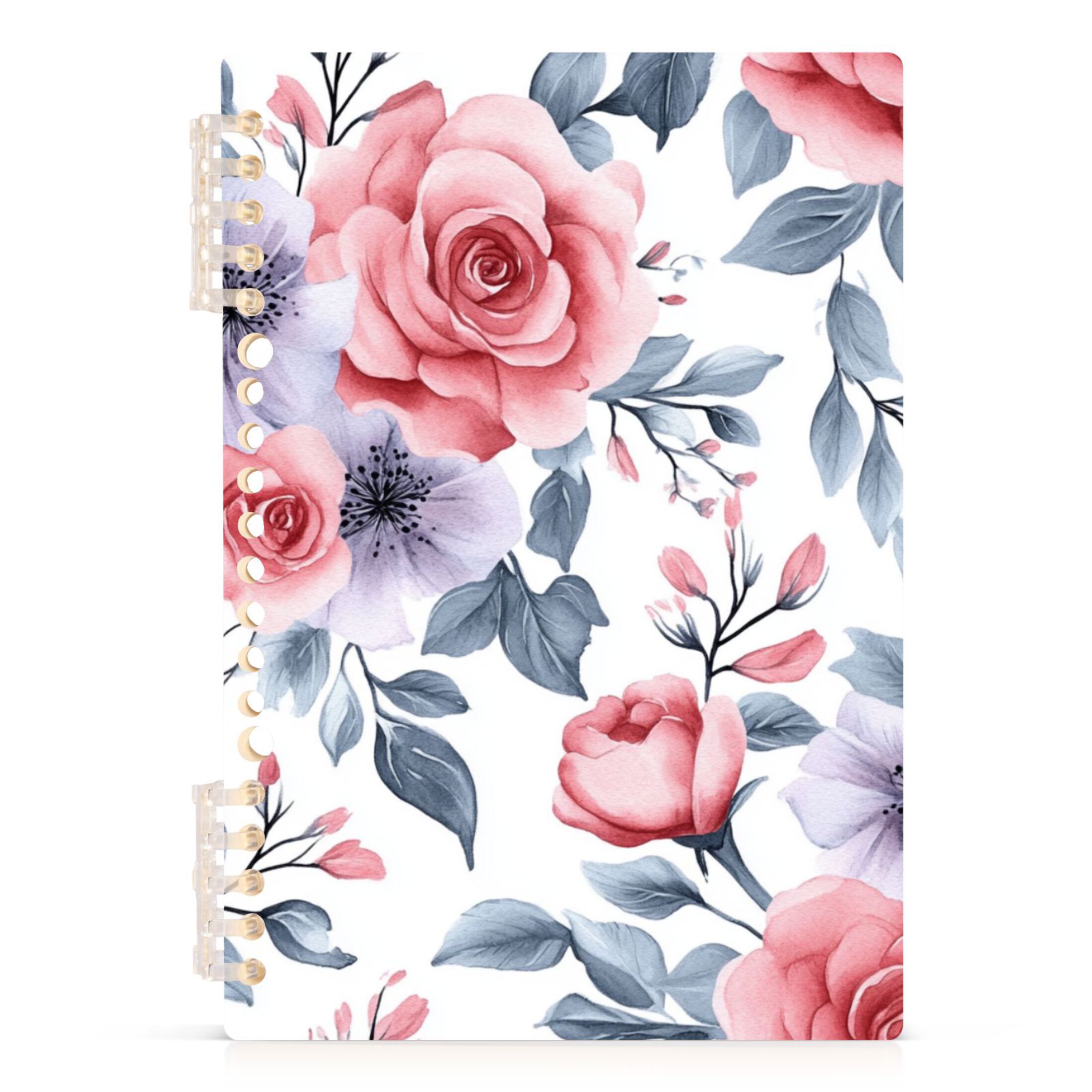 Watercolor Roses and Anemone Flowers Lined Spiral Journal Notebook 60 ...