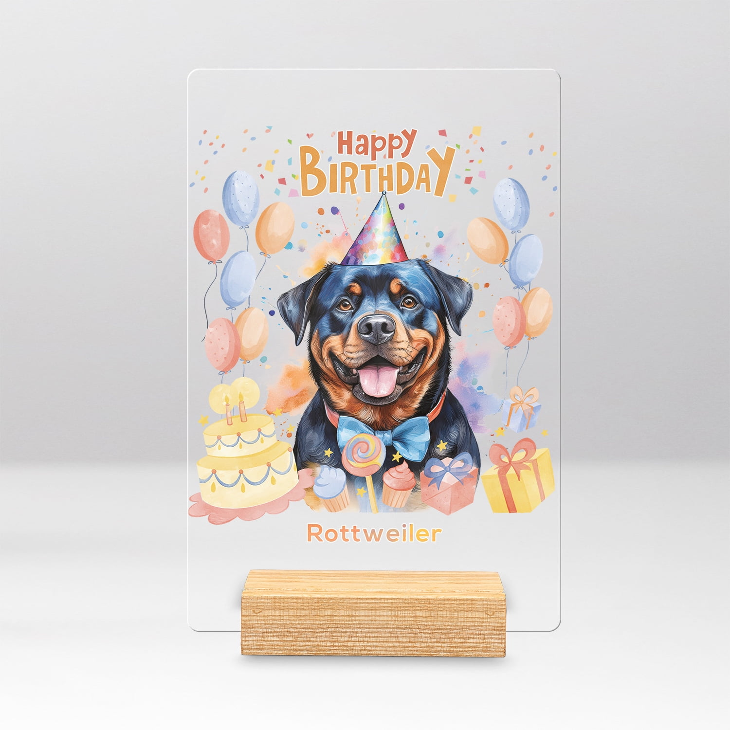 Watercolor Rottweiler Happy Birthday Celebration Balloons Gift Party ...