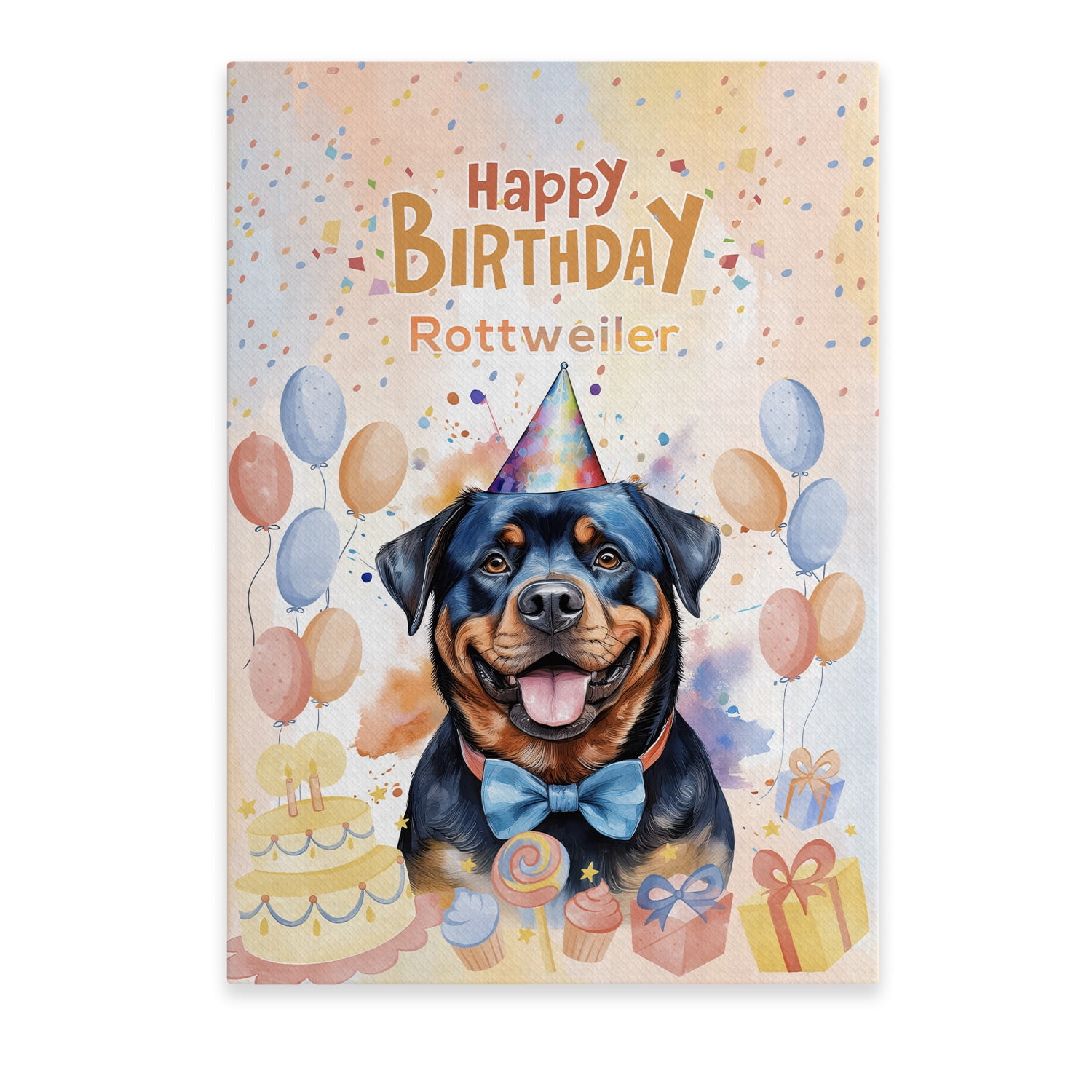 Watercolor Rottweiler Happy Birthday Celebration Balloons Gift Party ...