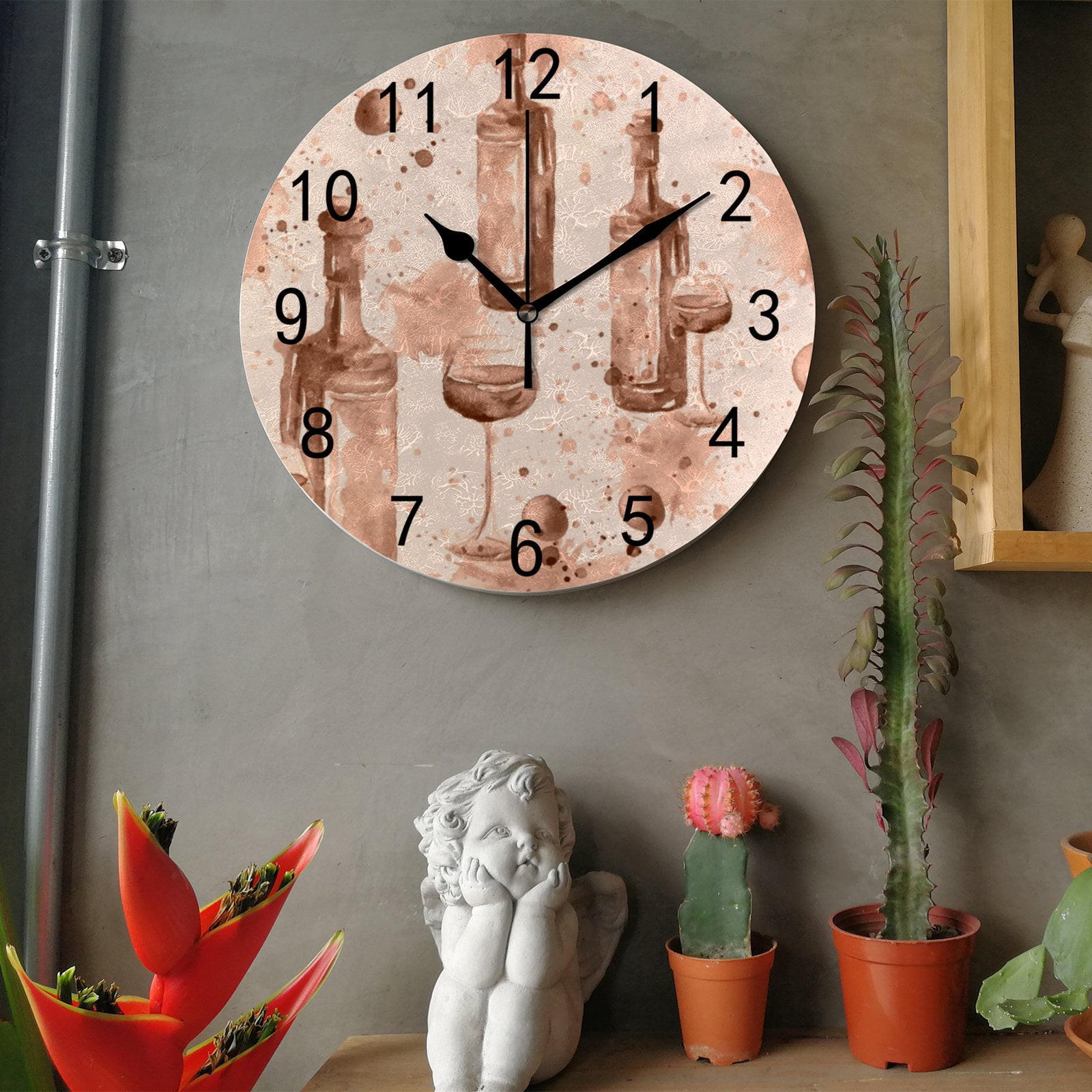 Watercolor Round Wall Clock 10 Inch, Silent Non Ticking Wall Clocks ...