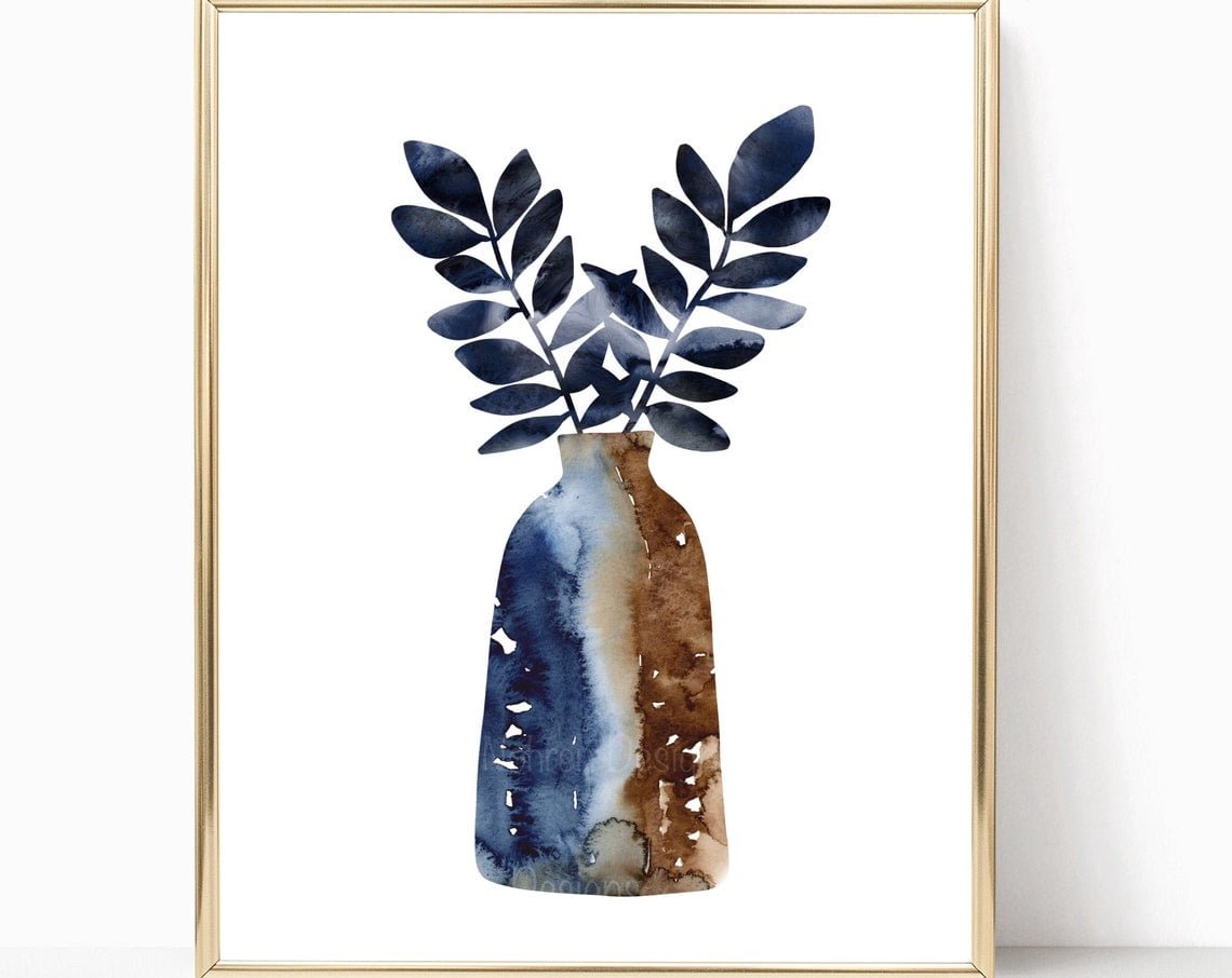 Watercolor Rustic Floral Painting Wall Art Botanical Plant Farm House ...