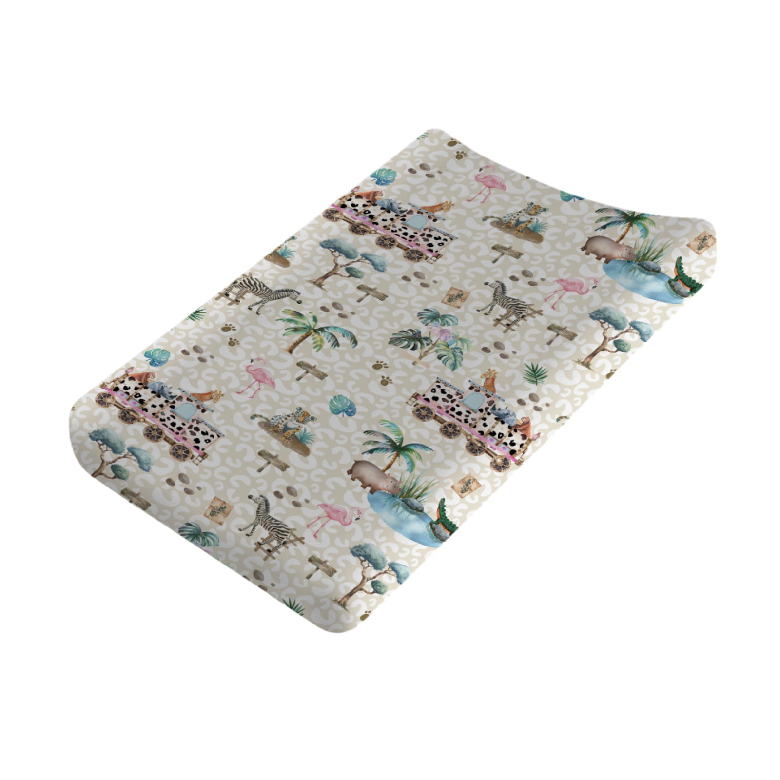 Watercolor Safari Animals Train Baby Changing Pad Covers for Boy Girl ...