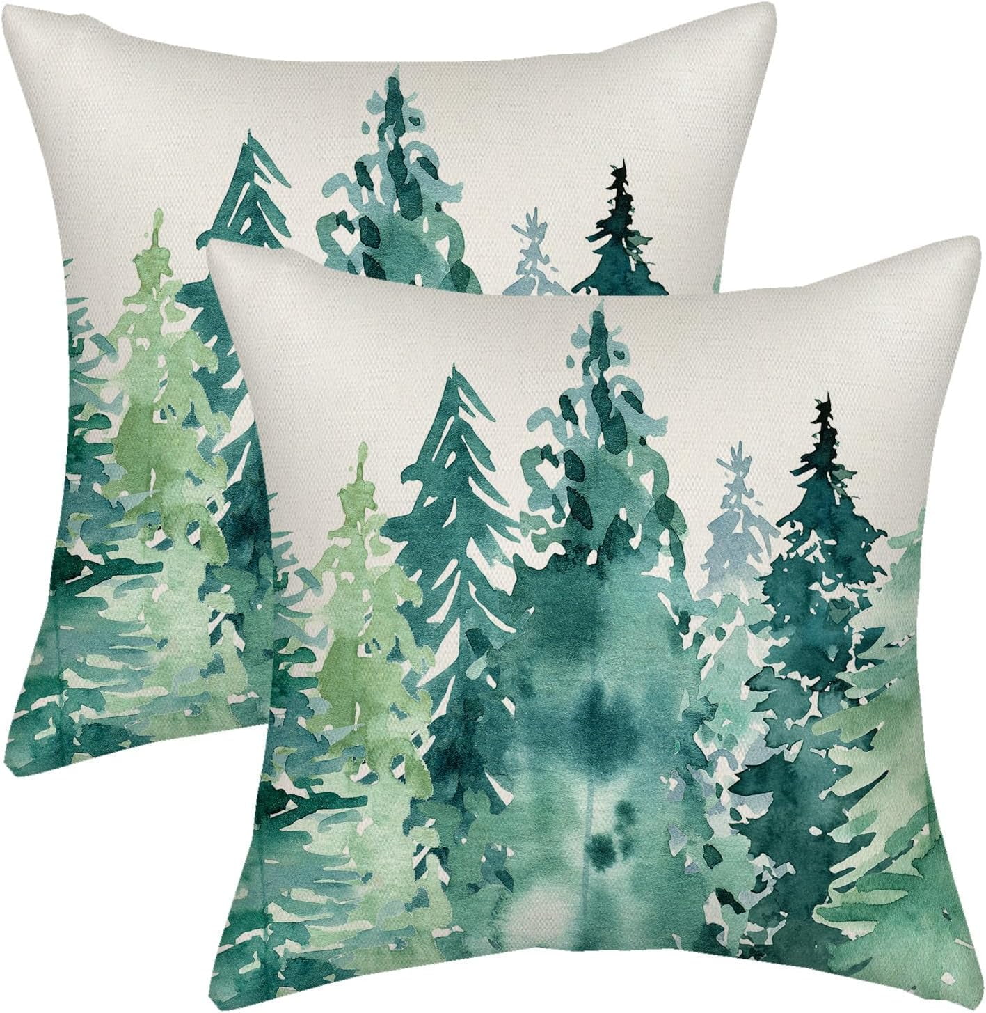 Watercolor Sage Green Tree Pillow Covers 18x18 Nature Forest Decor ...
