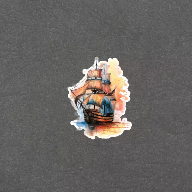 Watercolor Sailboat Painting Sticker - Vintage Nautical Ship Art ...