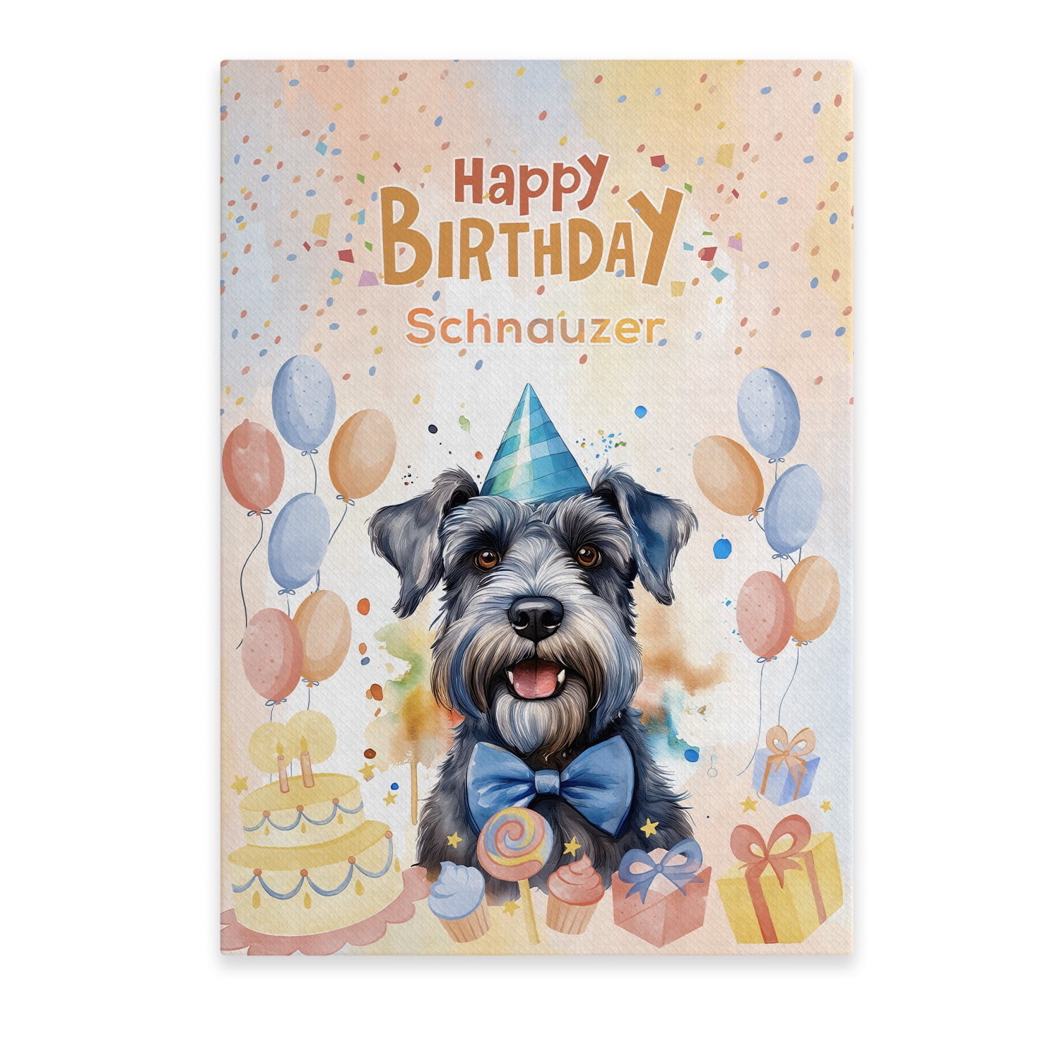 Watercolor Schnauzer Happy Birthday Celebration Balloons Gift Party ...