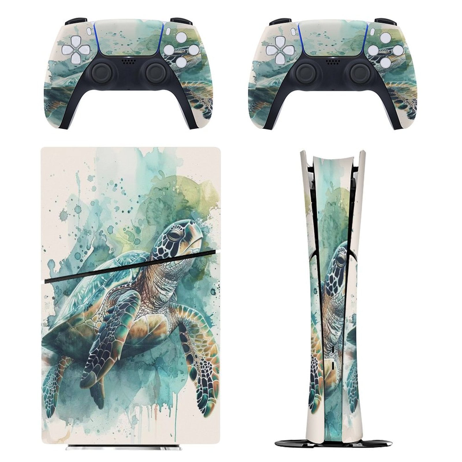 Watercolor Sea Turtle Colorful PS5/PS5 Slim Digital Disc Skin Sticker ...