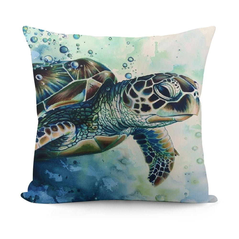 Watercolor Sea Turtle Throw Pillow Case Ocean Sea Animals Swim ...