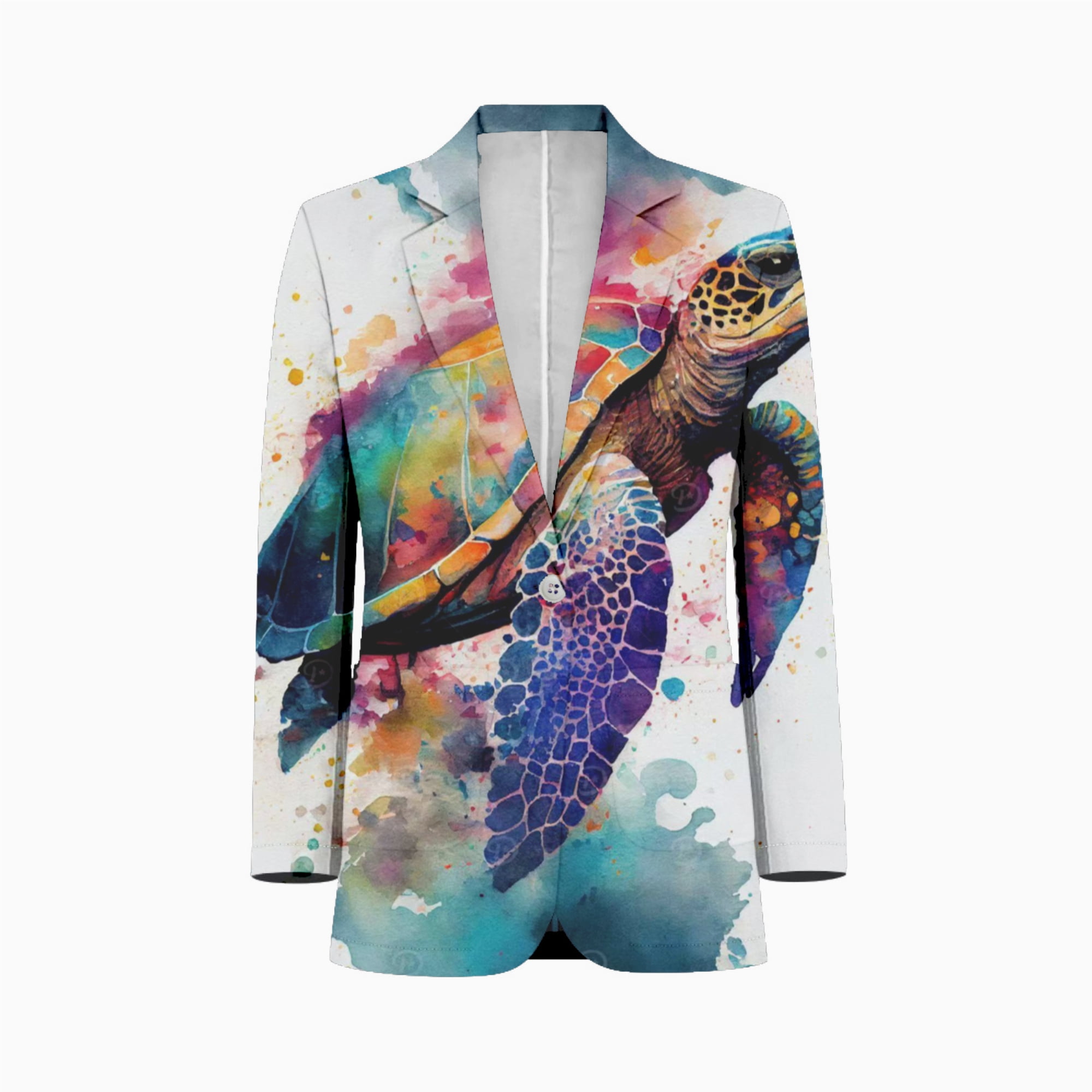 Watercolor Sea Turtles Design Mens Suits Shawl Collar Slim Fit Suit ...