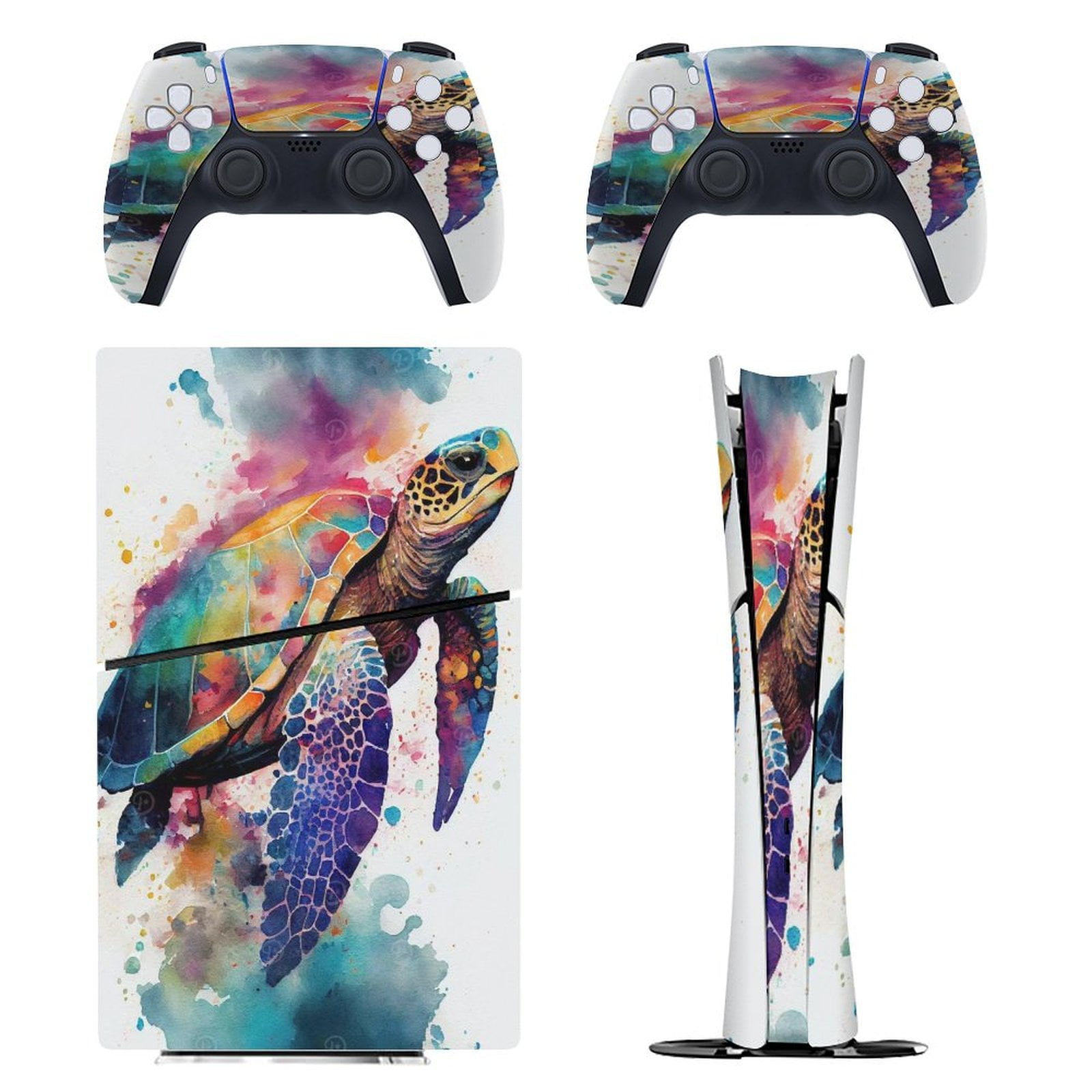 Watercolor Sea Turtles Design PS5/PS5 Slim Digital Disc Skin Sticker ...