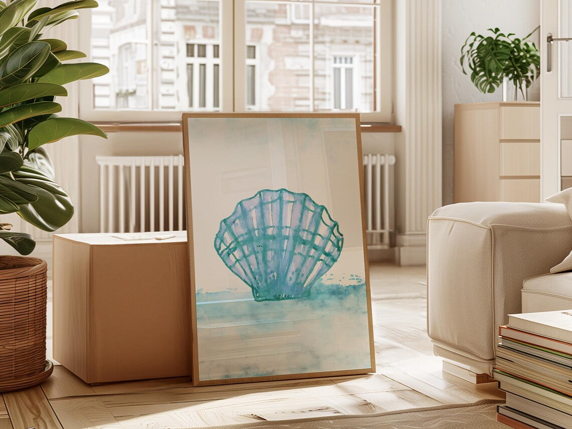 Single Seashell Watercolor Art Print, Coastal Wall Decor, Ocean ...