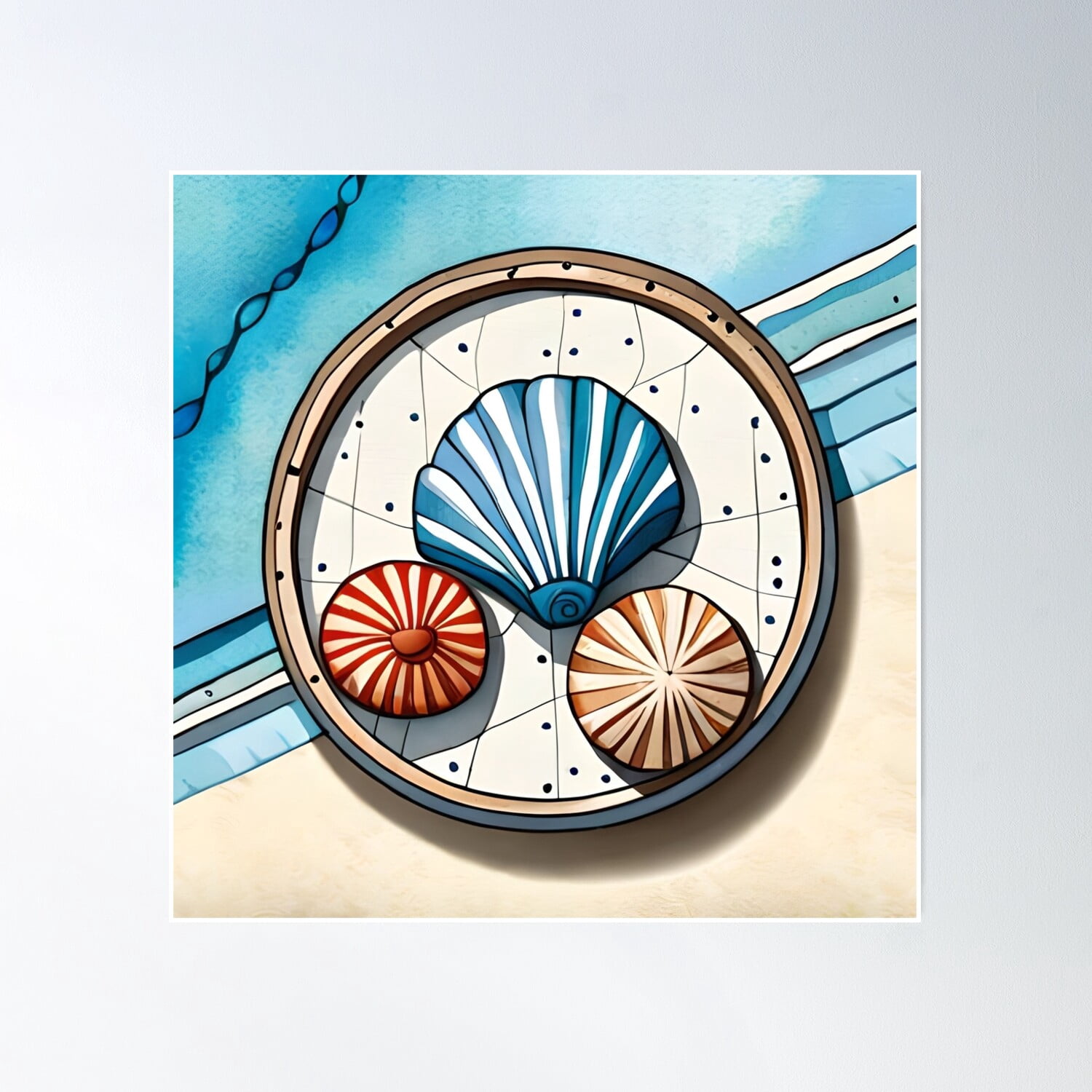 Watercolor Seashells Poster Wall Art, Modern Wall Decor, 30x30 UNFRAMED ...