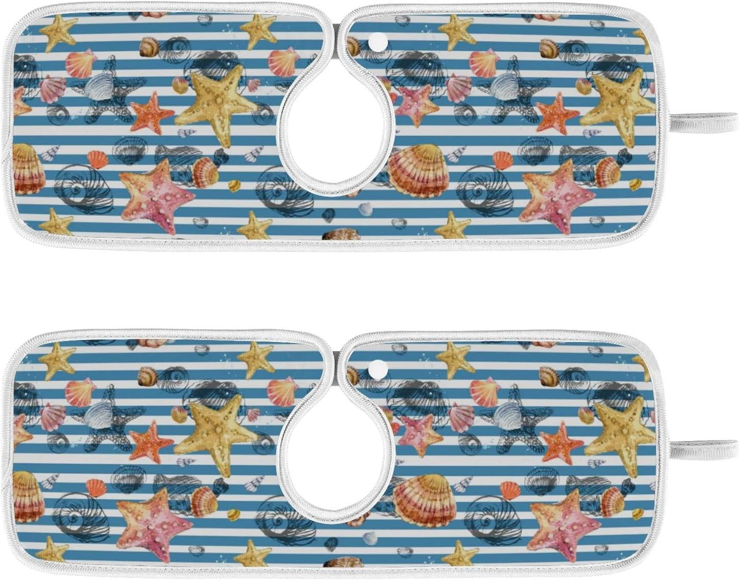 Watercolor Seashells Starfish Sink Splash Guard for Faucet 2 Packs ...