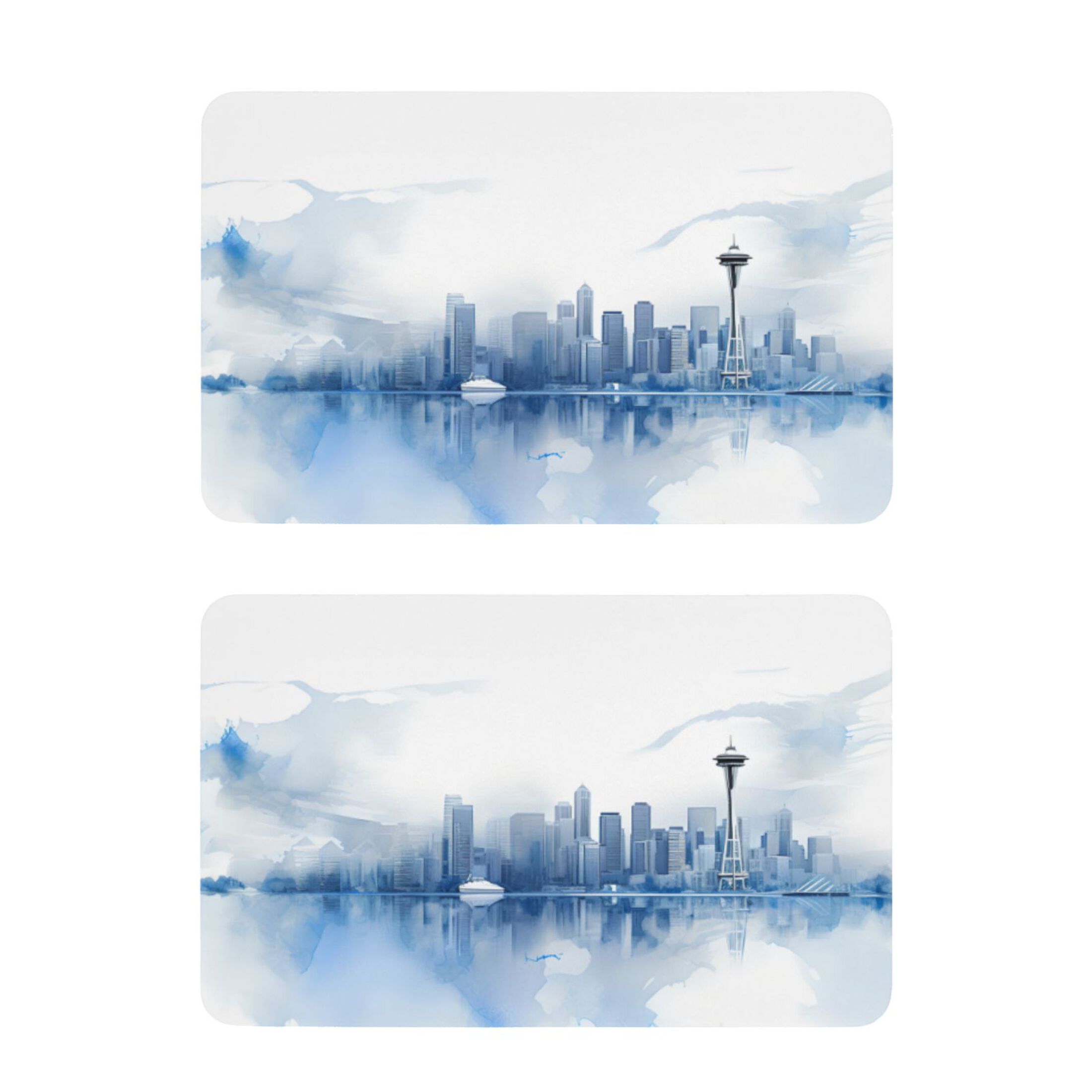 Watercolor Seattle Skyline Refrigerator Magnet Stickers Square Fridge ...