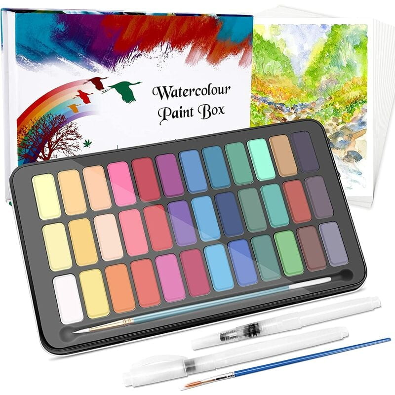Watercolor Set -50 Pieces -36 Colors Of Watercolor Boxes - Portable ...