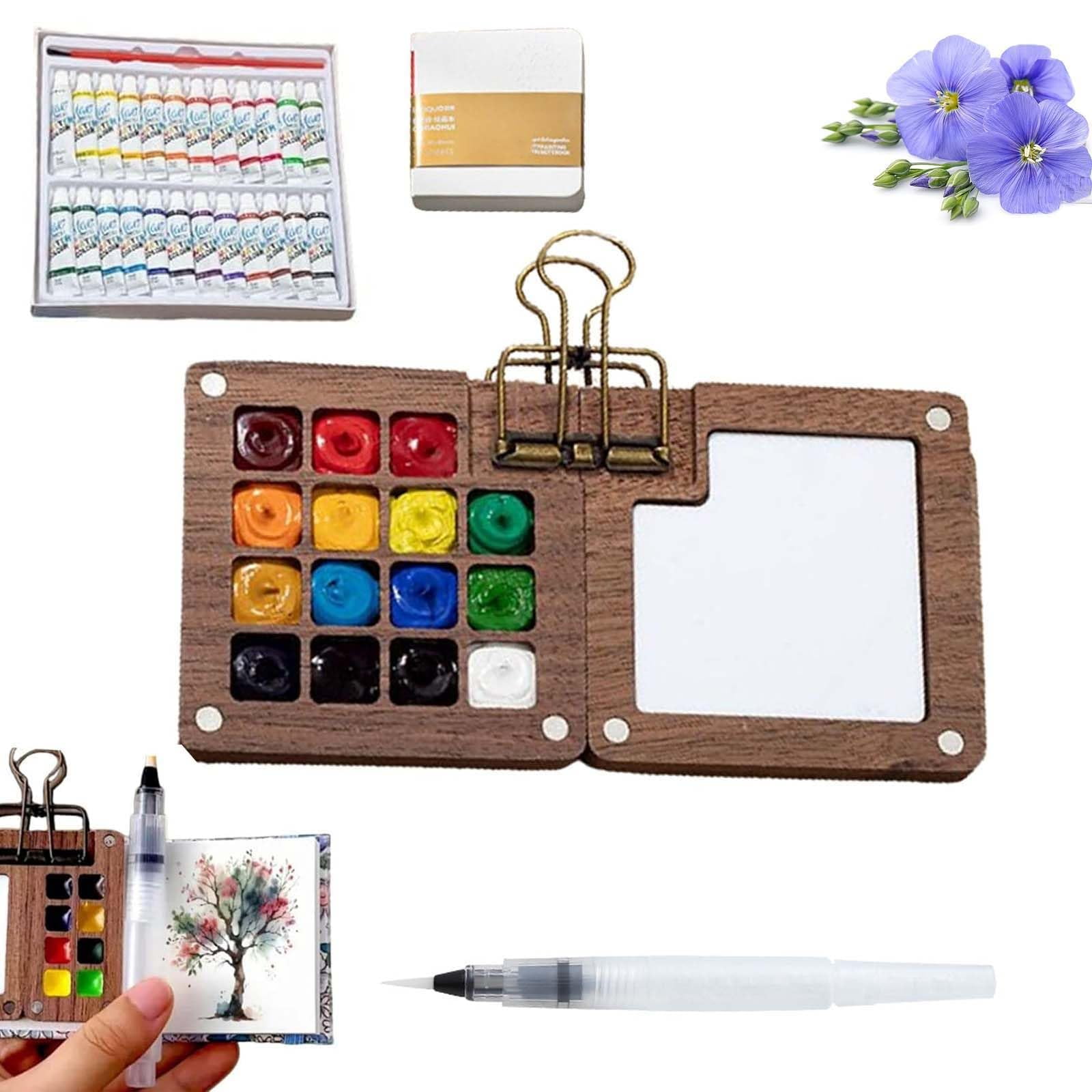 Watercolor Set, Tobios Mini Watercolor Travel Kit with A Picture Book ...