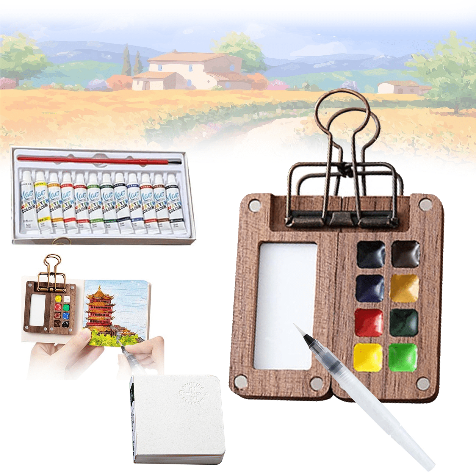 Watercolor Set,mini watercolor kit,Mini Waatercolors Paint Set,with A ...