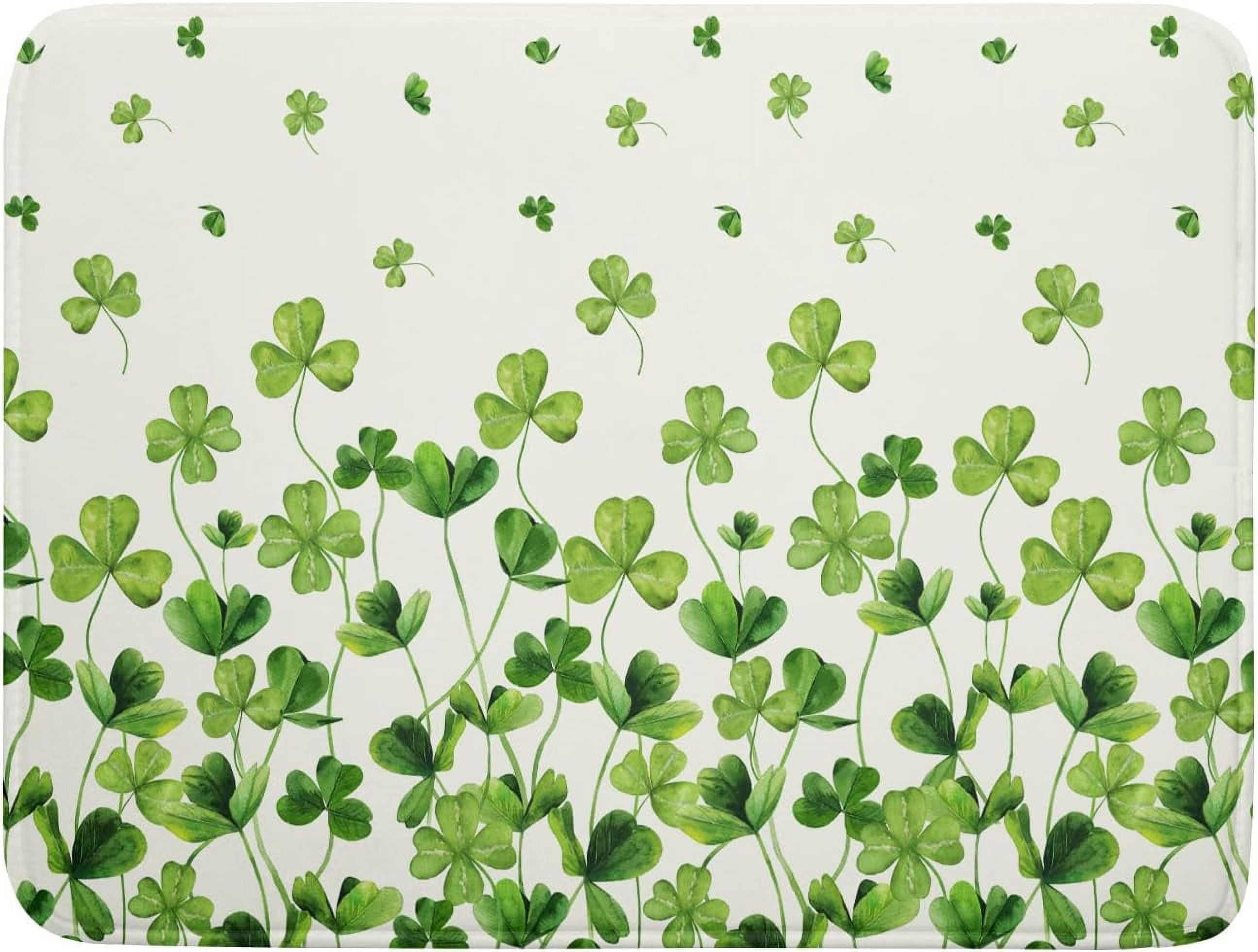 Watercolor Shamrock Dish Drying Mat 18x24 In, Green Lucky Clover ...