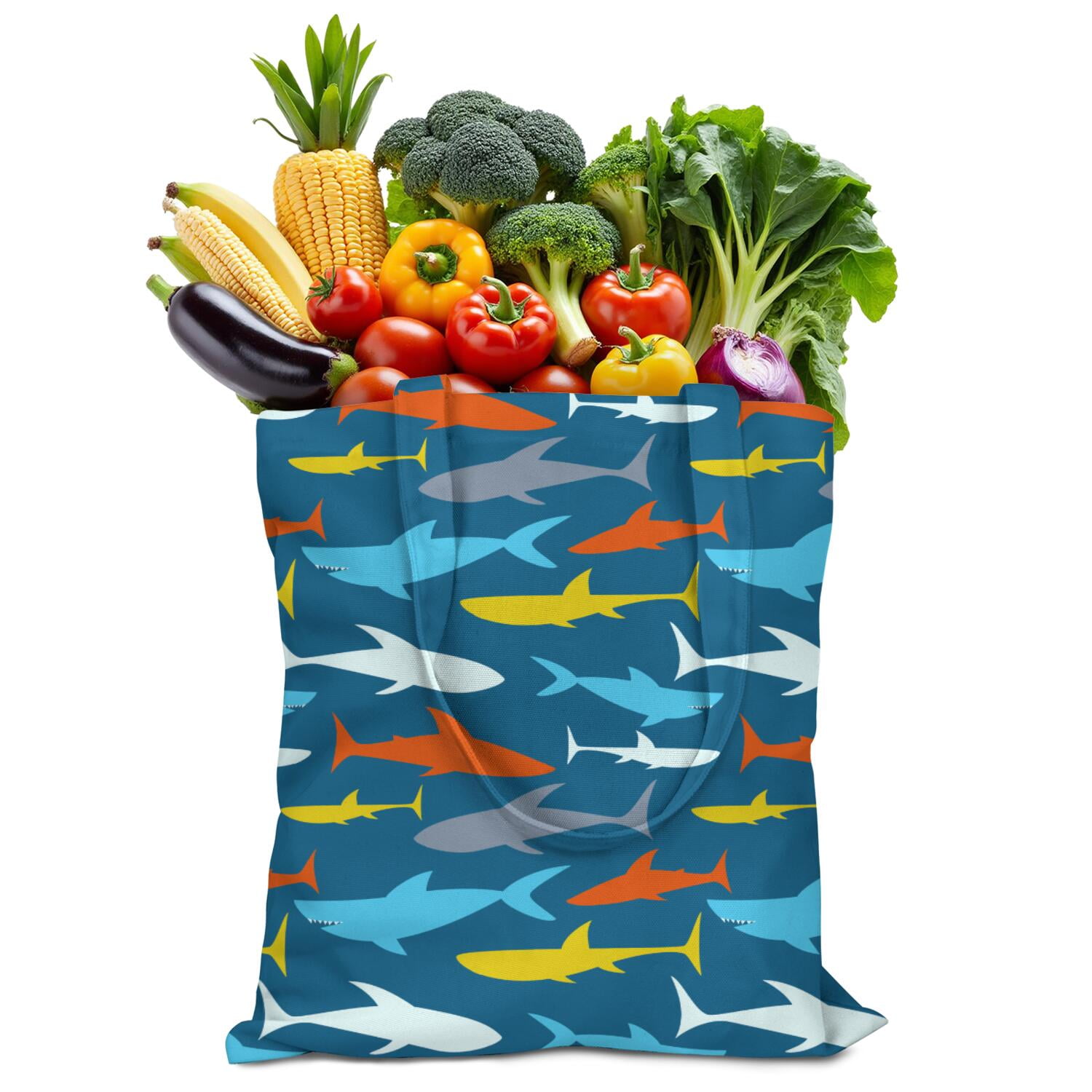 Watercolor Shark & Ocean Friends Canvas Tote Bag – Cute Baby Shark ...
