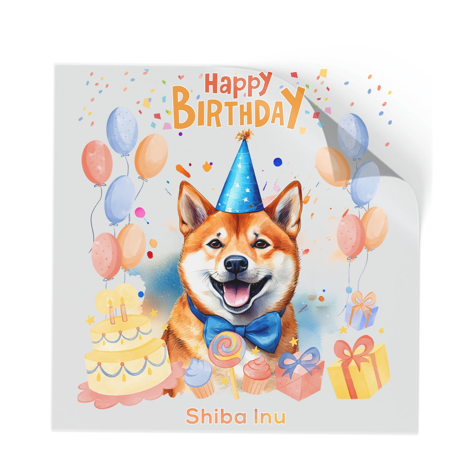 Watercolor Shiba Inu Happy Birthday Celebration Balloons Gift Party ...