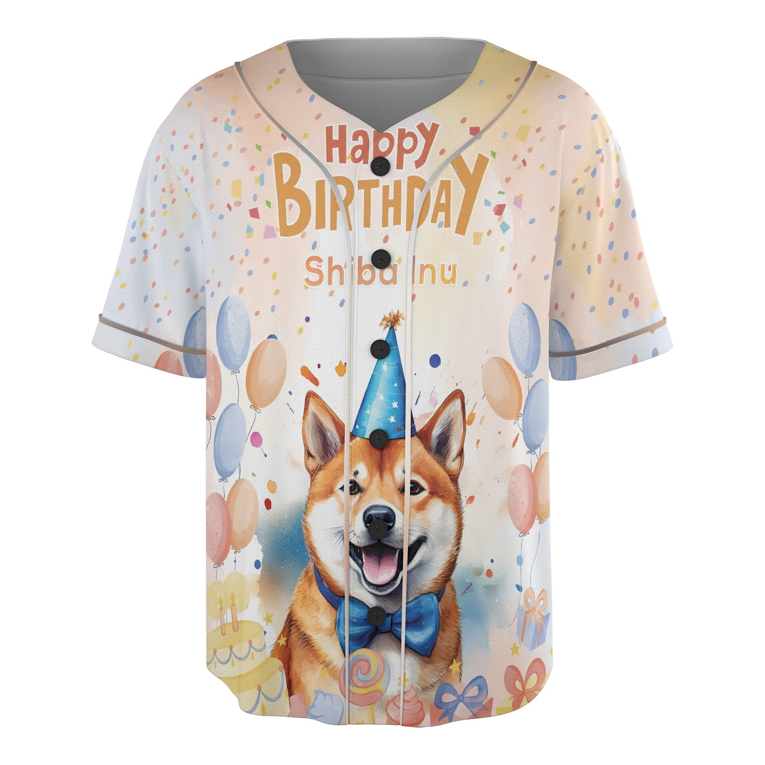 Watercolor Shiba Inu Happy Birthday Celebration Balloons Gift Party All ...
