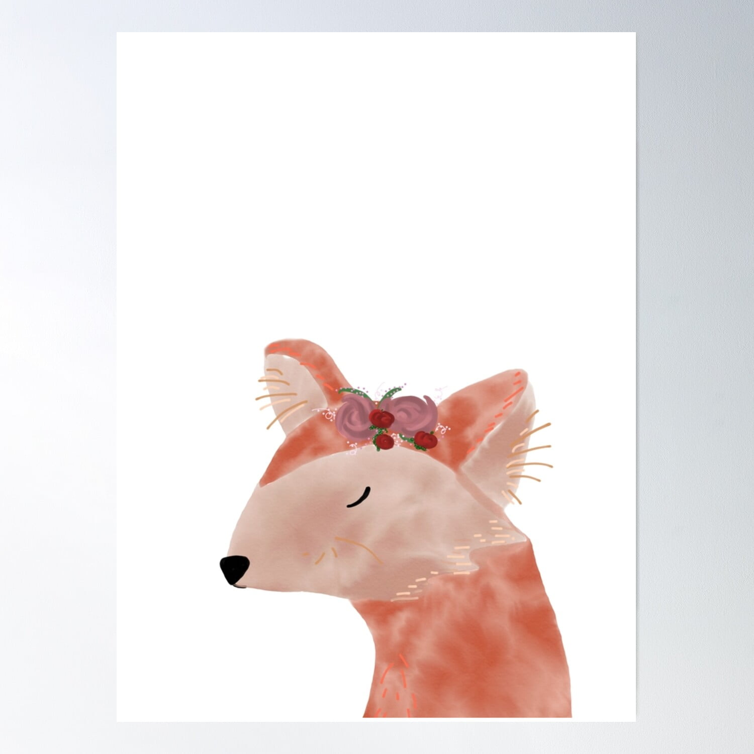 Watercolor Shy Fox Poster Wall Art, Modern Wall Decor, 12x18 UNFRAMED ...