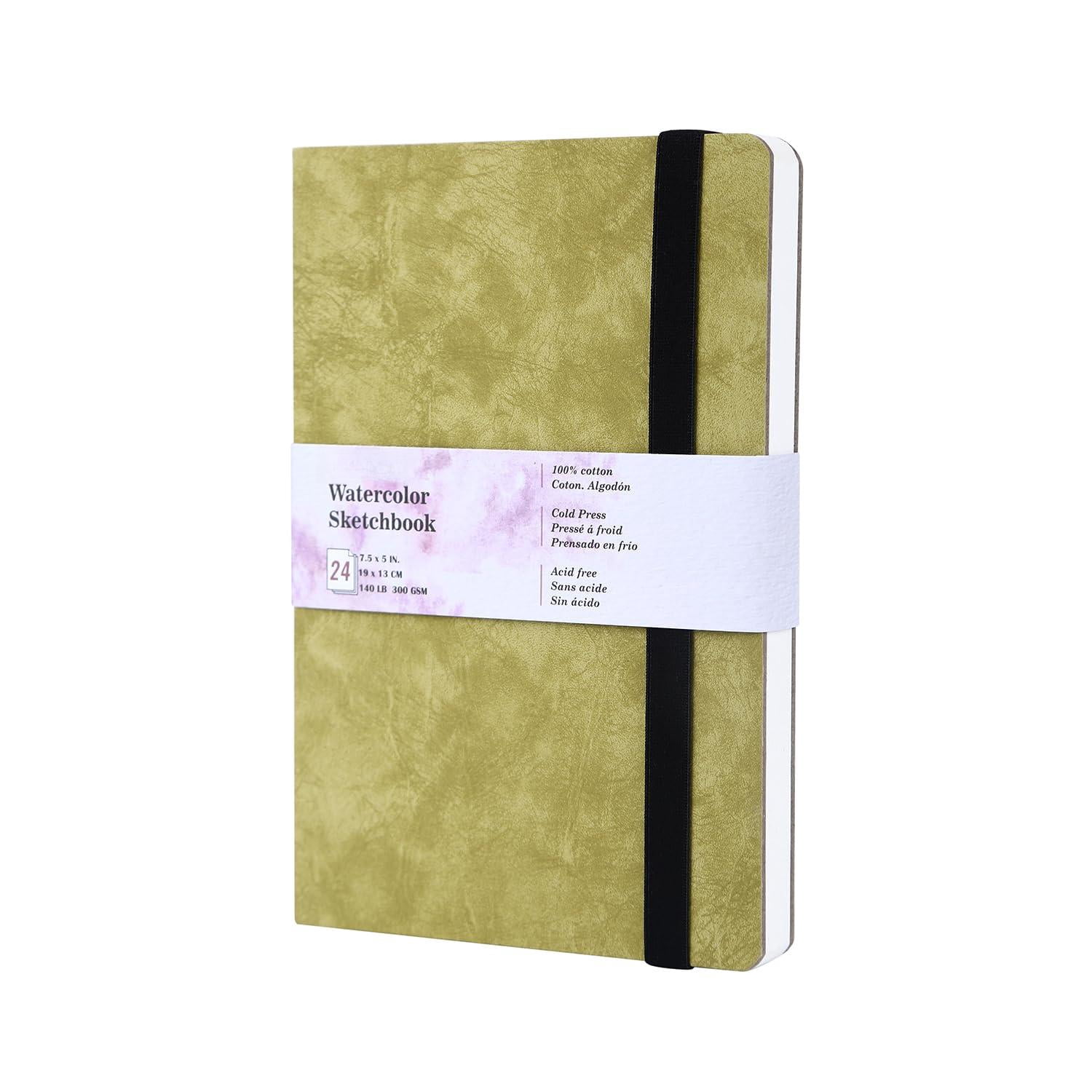 Watercolor Sketchbook Green 7.5"x5" 140 Lb 300gsm Cotton Paper Cold ...