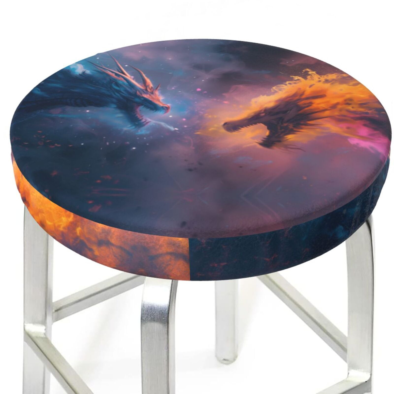 Watercolor Sky Dragon Round Bar Stool Covers, Soft Velvet Bar Stool ...