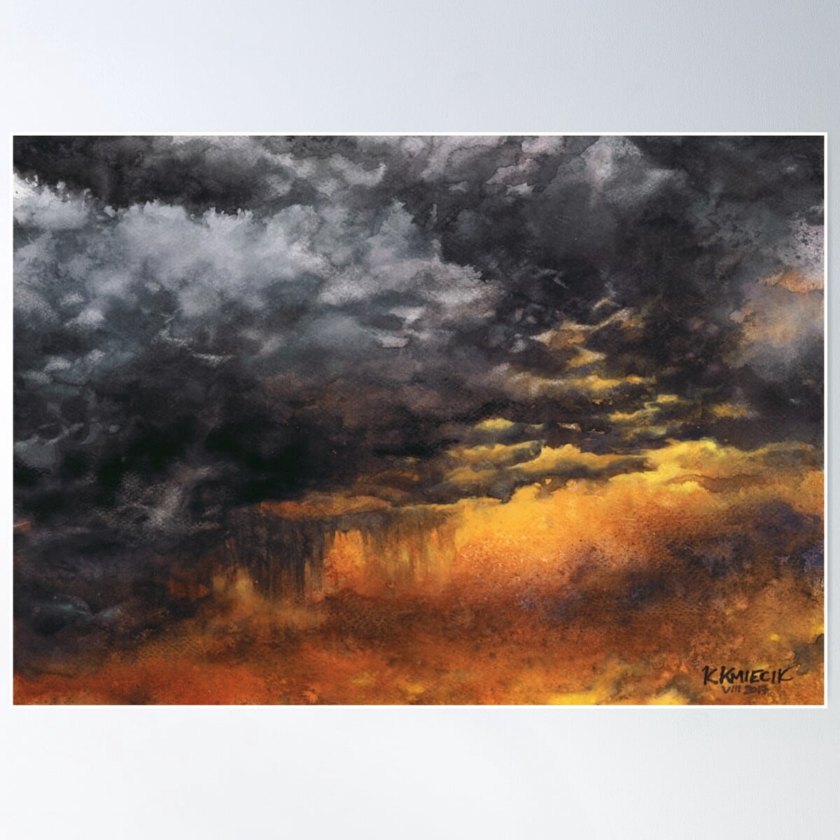 Watercolor Sky No 6 - Dramatic Storm Clouds Poster Wall Art, Modern ...