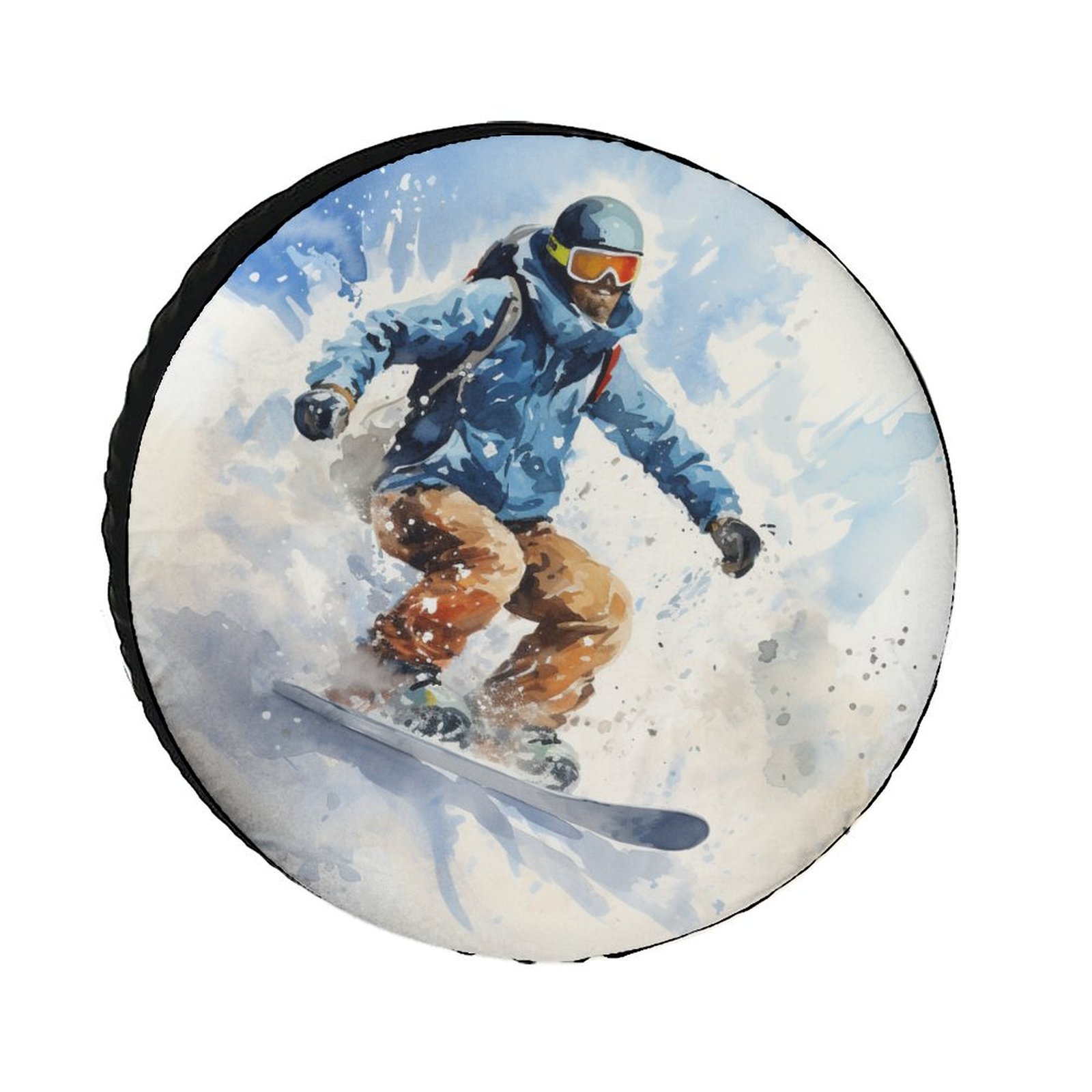 Watercolor Snowboarder Camping Spare Tire Cover Ski Wheel Protectors ...