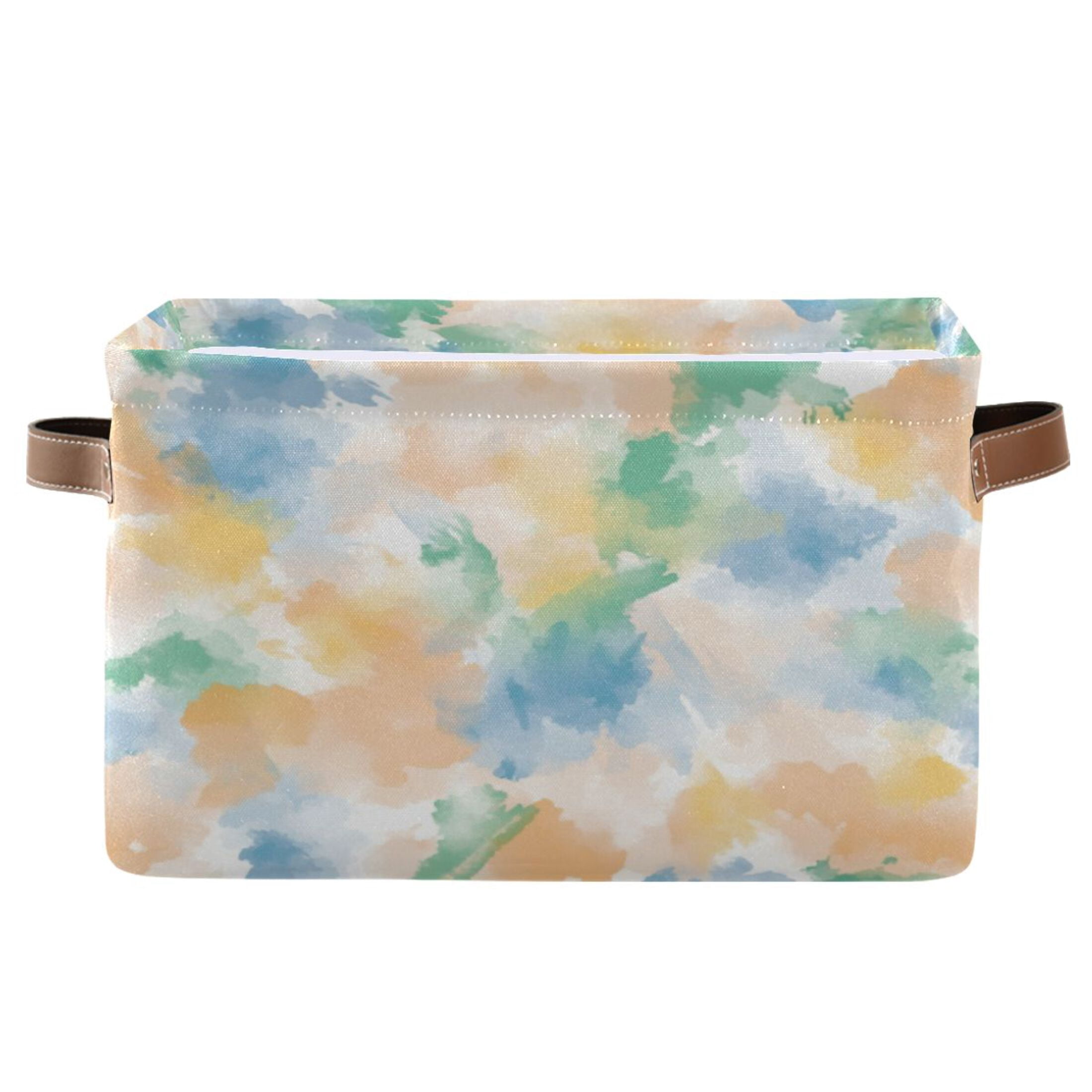 Watercolor Soft Pastel Strokes Foldable Storage Basket,Canvas Fabric ...