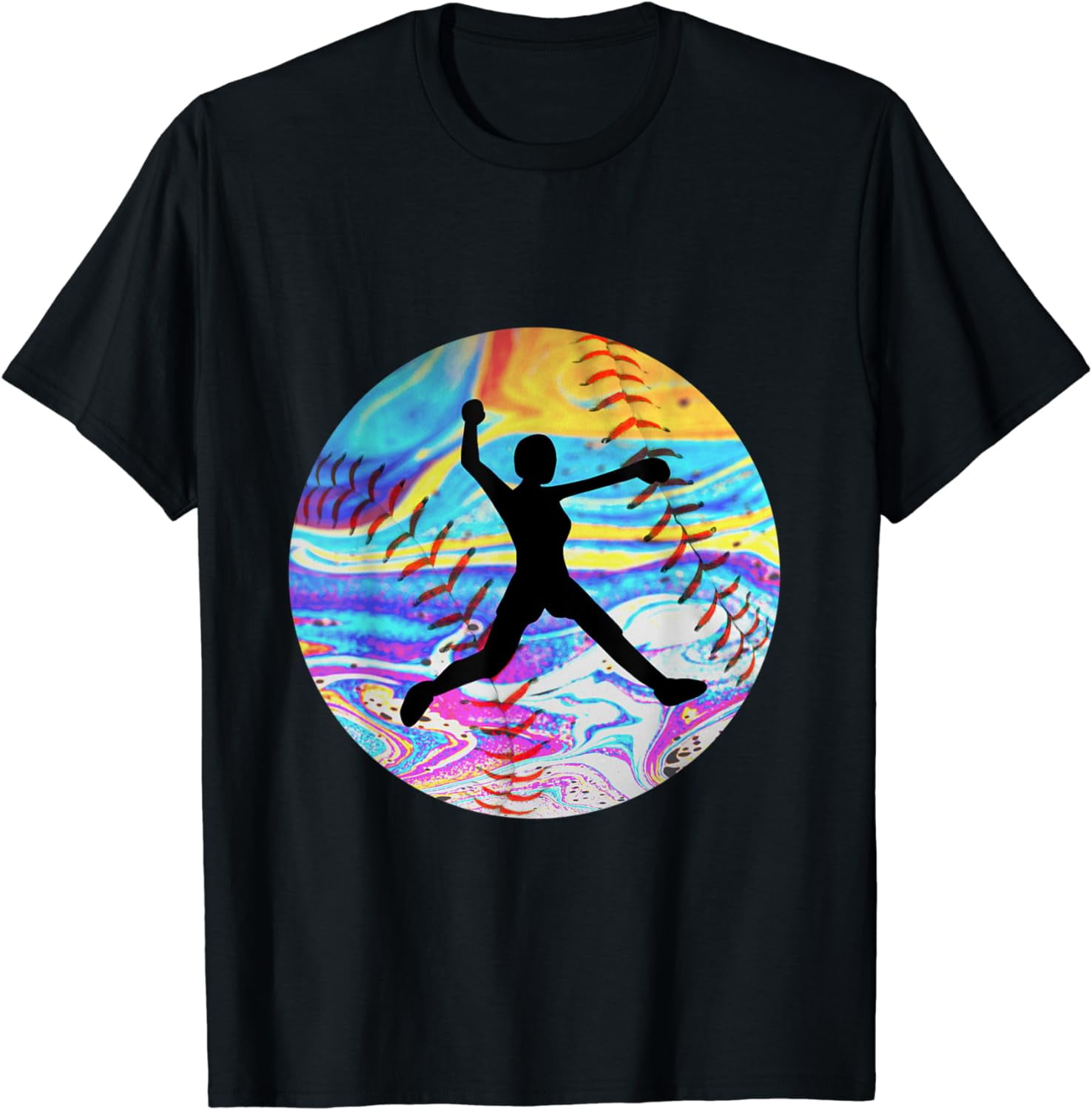 Watercolor Softball Player Pitch Cool Pitching Pitcher T-Shirt ...