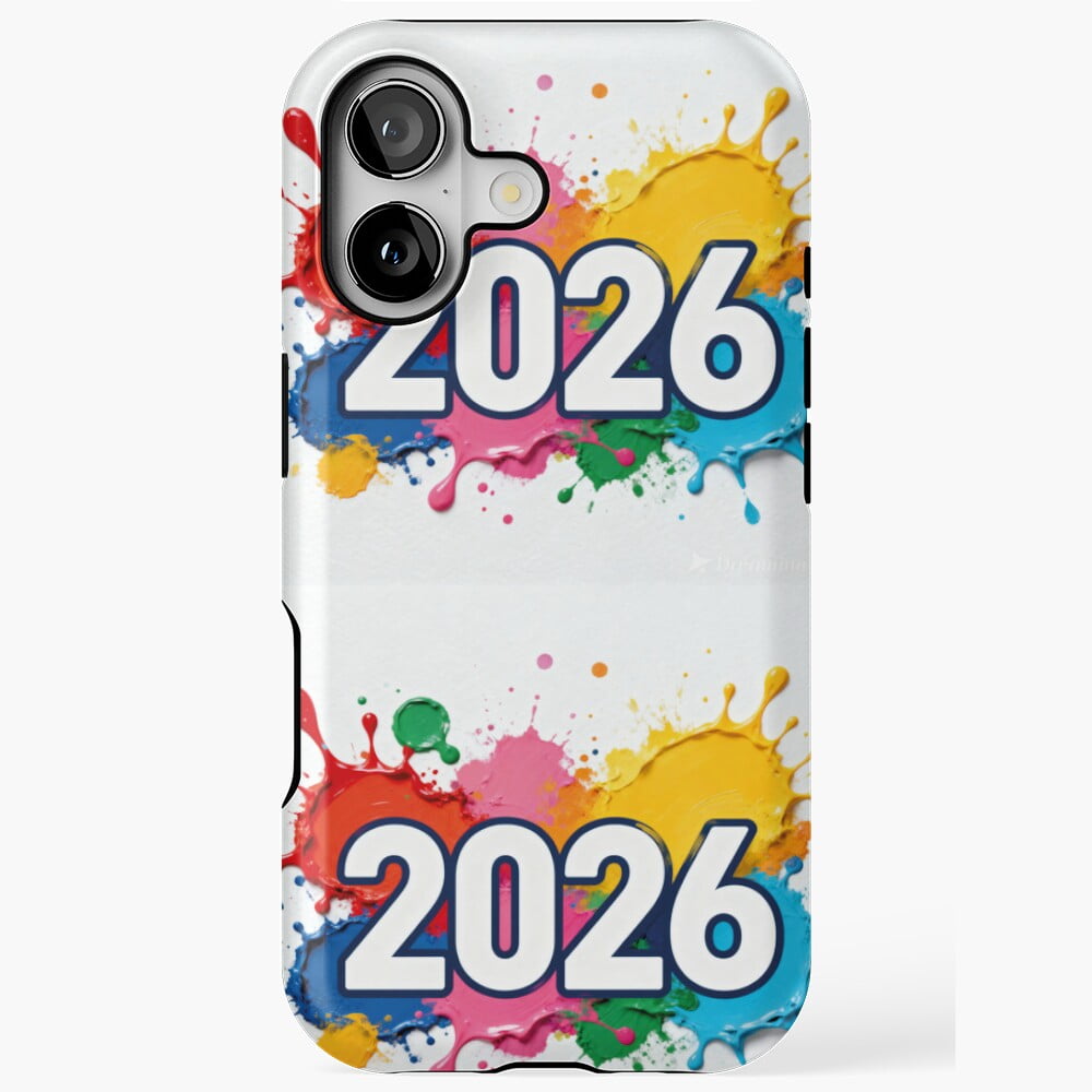 Watercolor Splash 2026 Colorful Bold Artistic Year Phone Case with ...