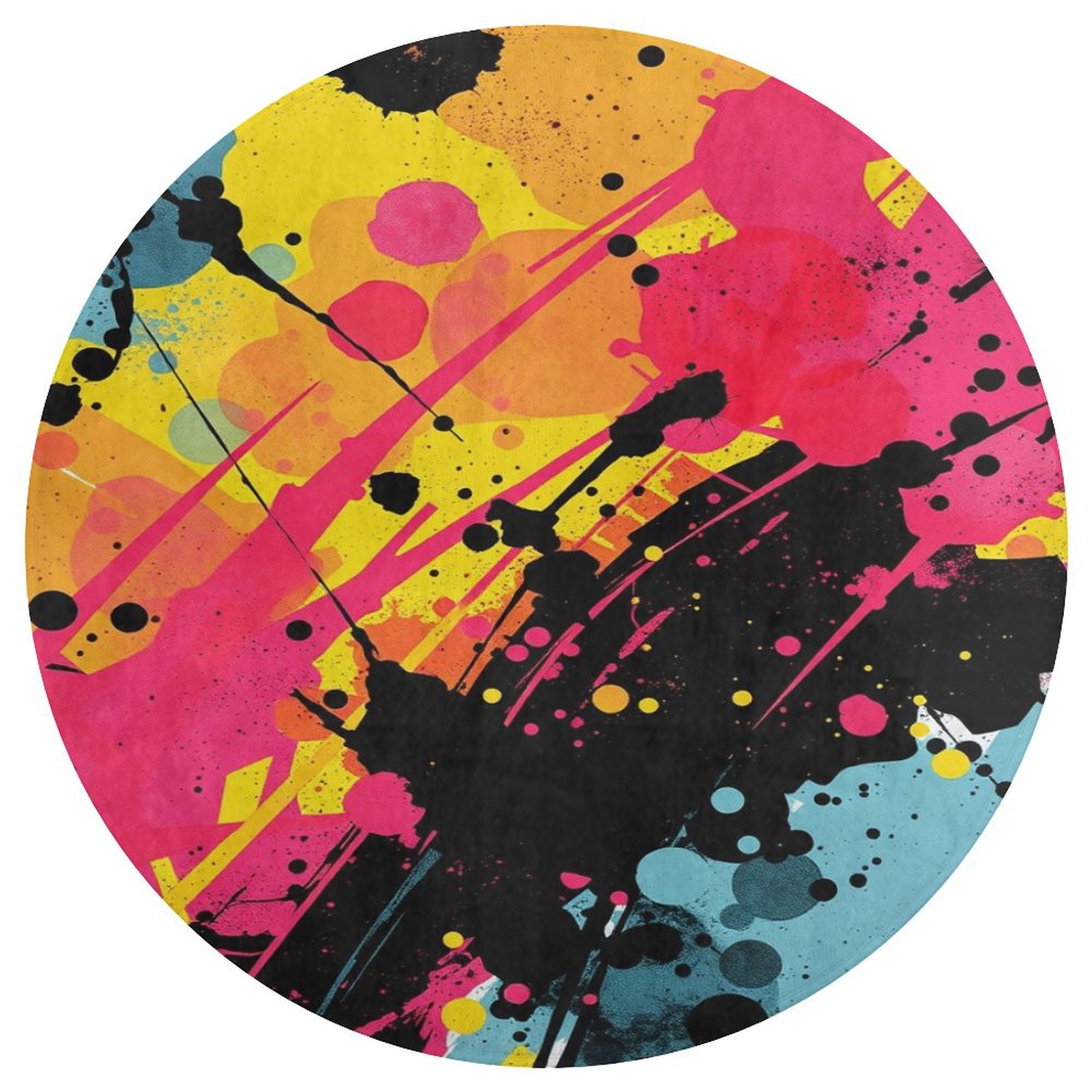 Watercolor Splashed Ink Round Area Rug Floor Carpets Washable Indoor ...