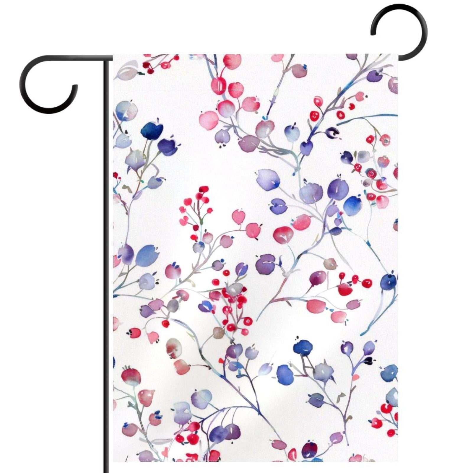 Watercolor Sprigs of Plants and Wild Berries Welcome Garden Flags, 12 x ...