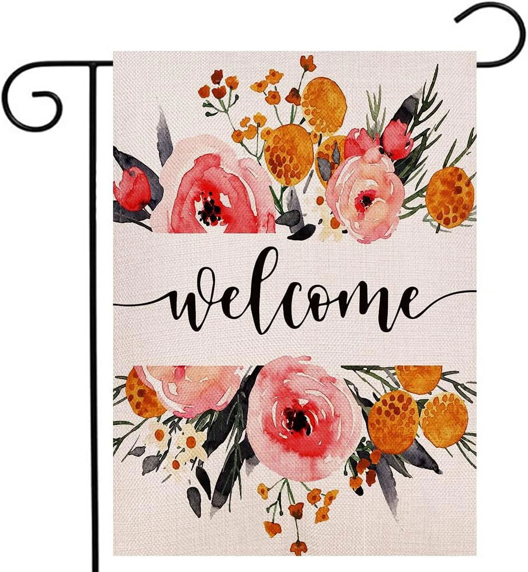 Watercolor Spring Boho Floral Garden Flag Double Sided Outside, Summer ...