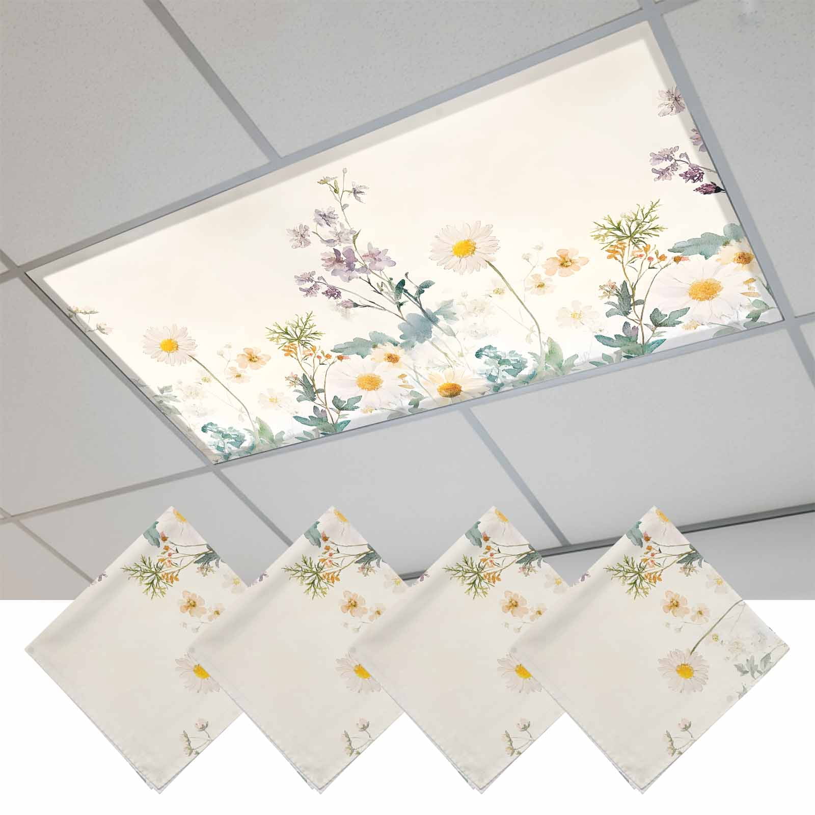 Watercolor Spring Floral Fluorescent Light Covers, Farmhouse Daisy ...