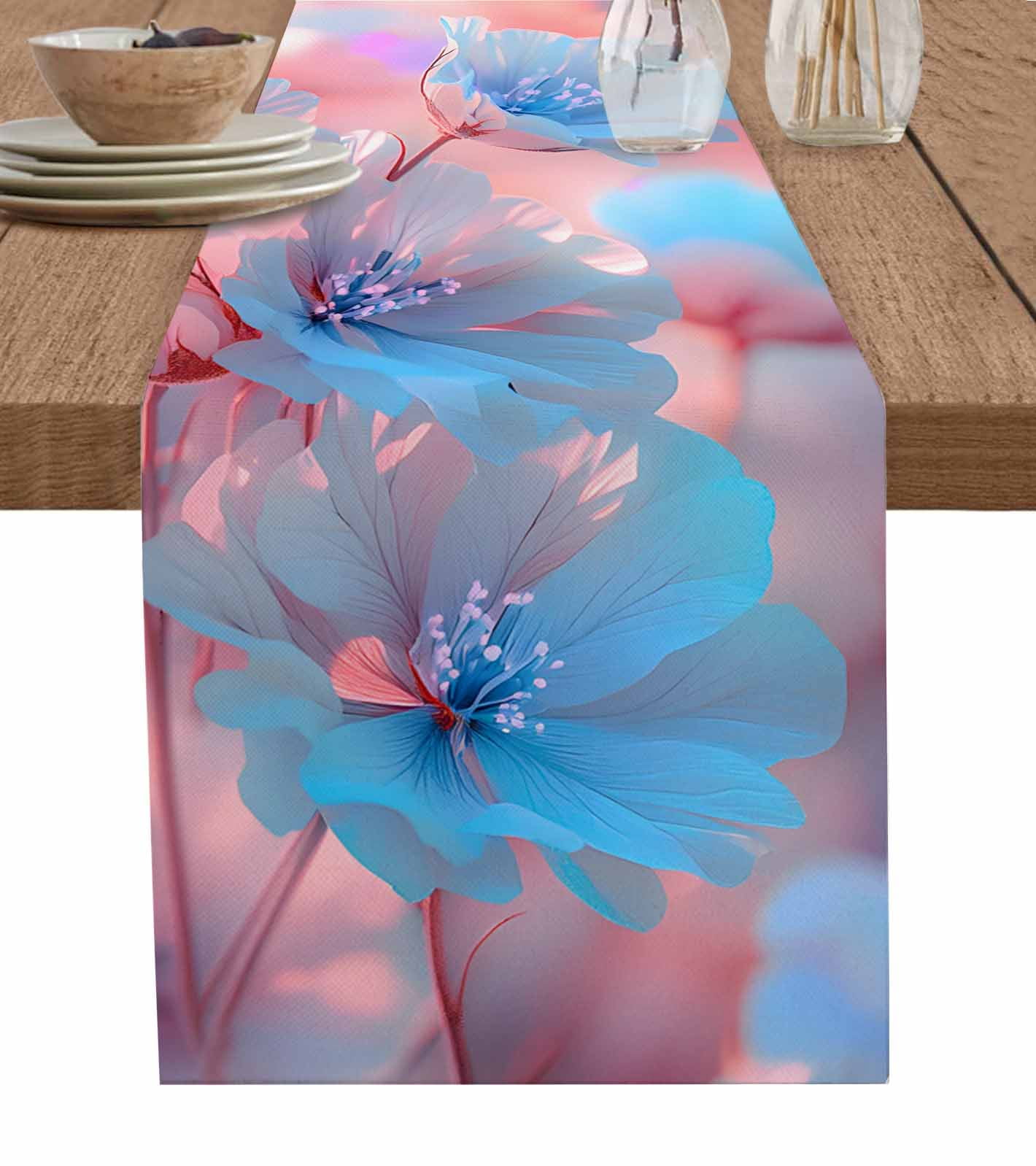 Watercolor Spring Floral Table Runner 72 Inches, Farmhouse Summer ...