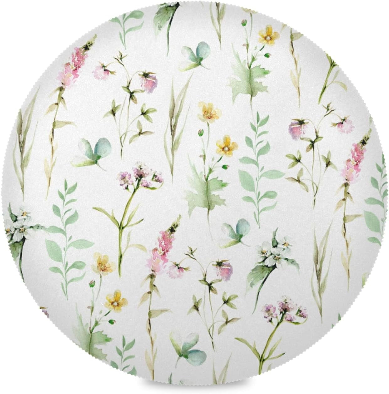 Watercolor Spring Leaves And Colorful Flowers Elastic Fitted Edged ...